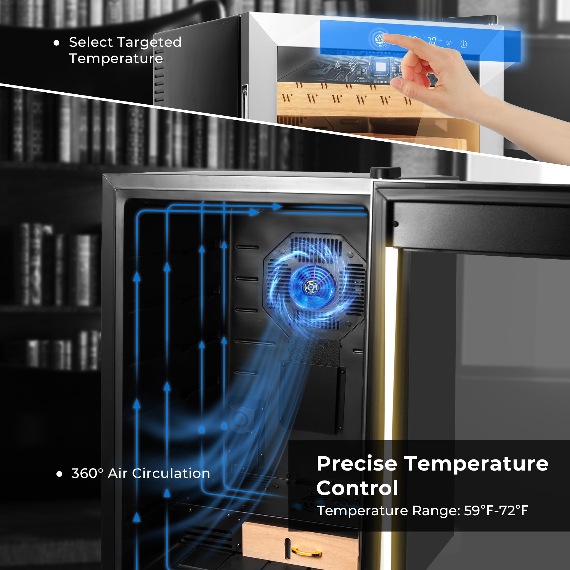 Snapklik.com : Woodronic Electric Cigar Humidor For 300 Cigars, 50L ...