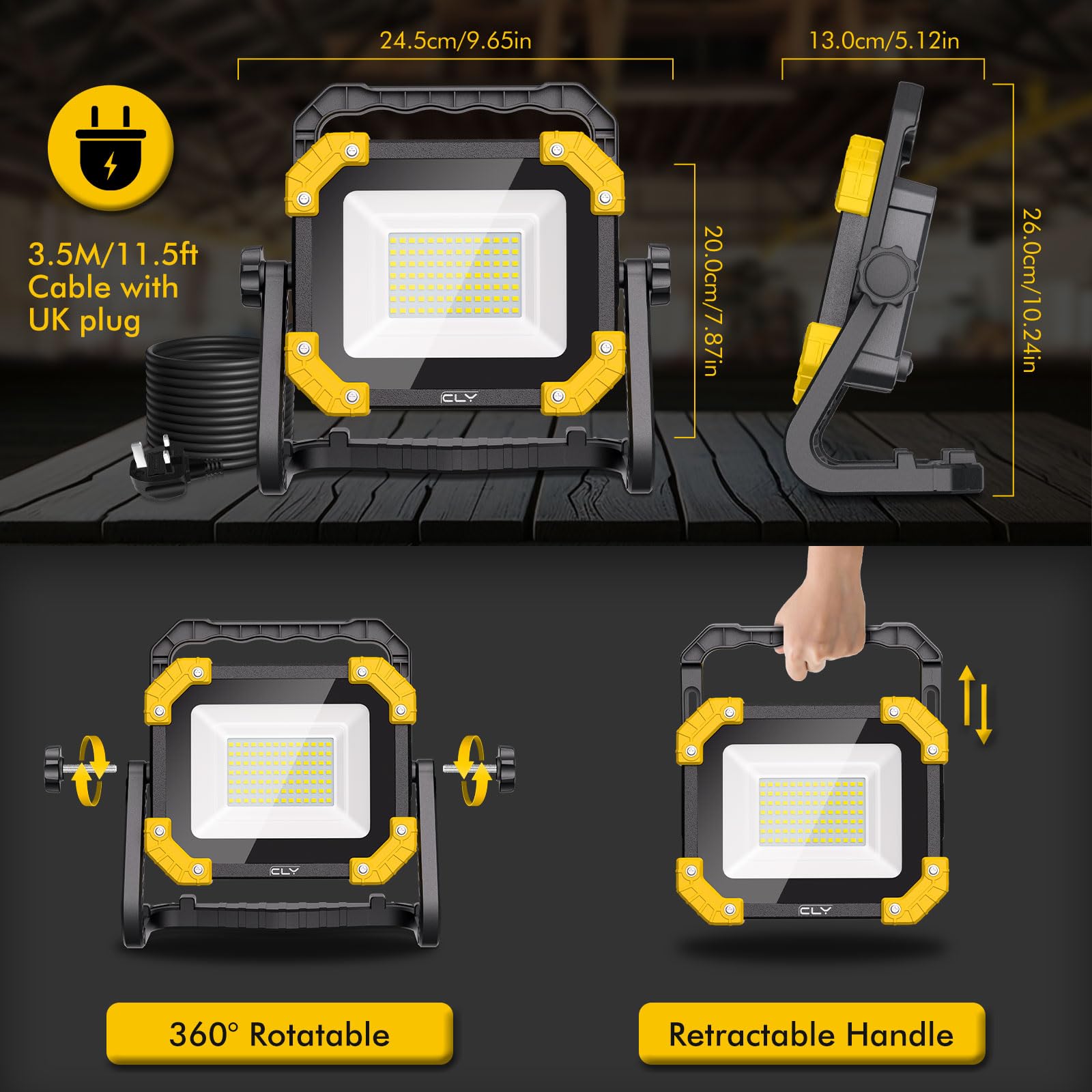 Retractable Garage Work Light Garage Tough 10W Cob LED Folding