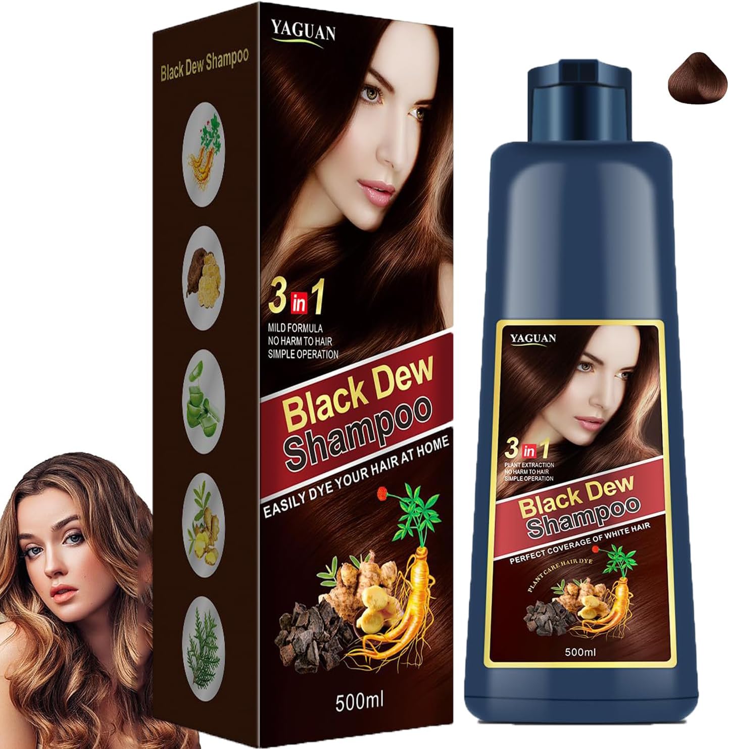 Amazon.com : 500ml Natural Hair Dye Shampoo,Plant Bubble Hair Dye ...