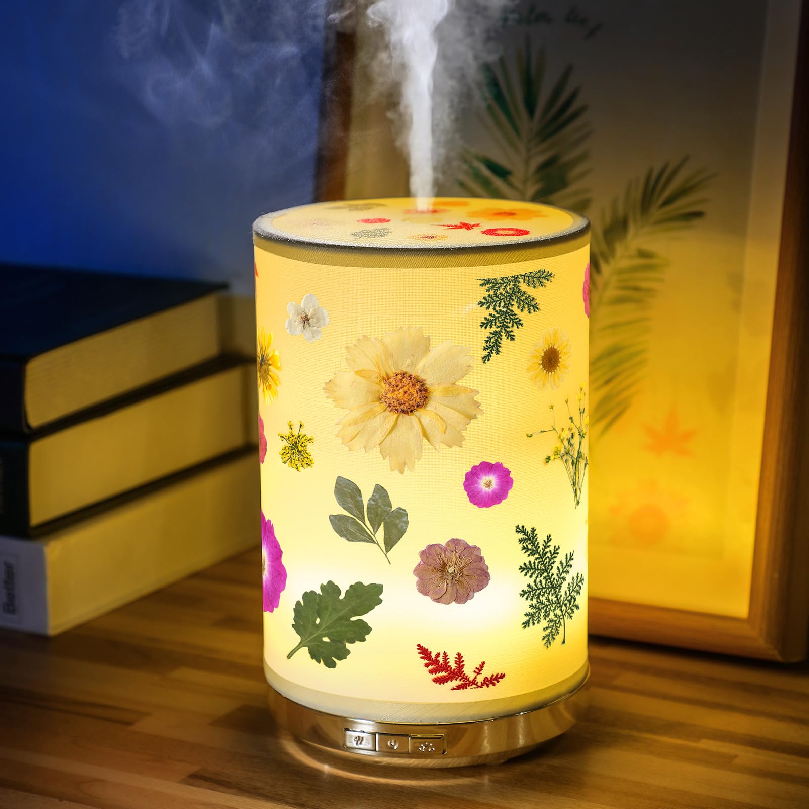 Amazon.com: Essential Oil Diffuser Pressed Flower Lamp Holiday Diffuser ...