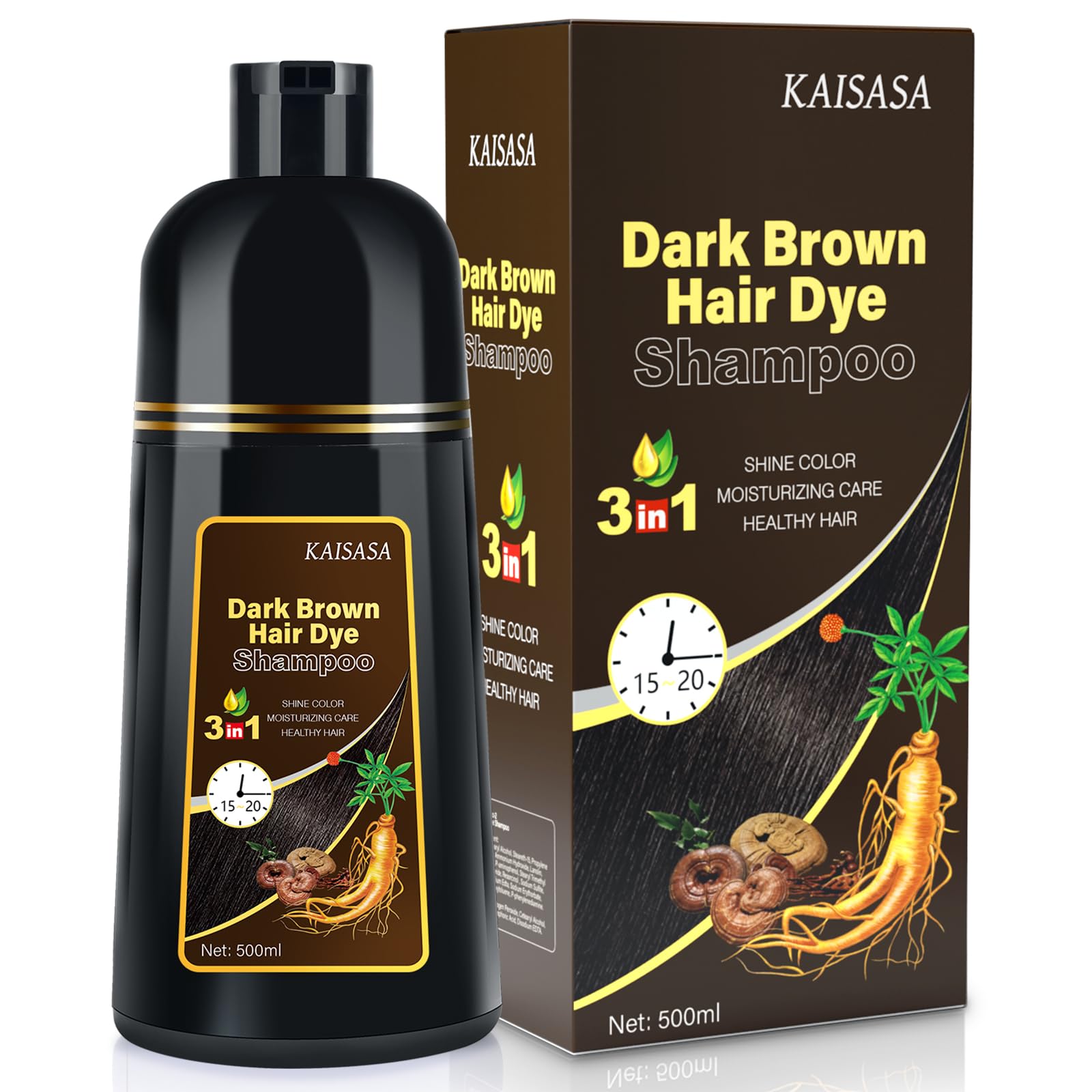 Amazon.com : Dark Brown Hair Dye Shampoo, Hair Color Shampoo 3 in 1 ...