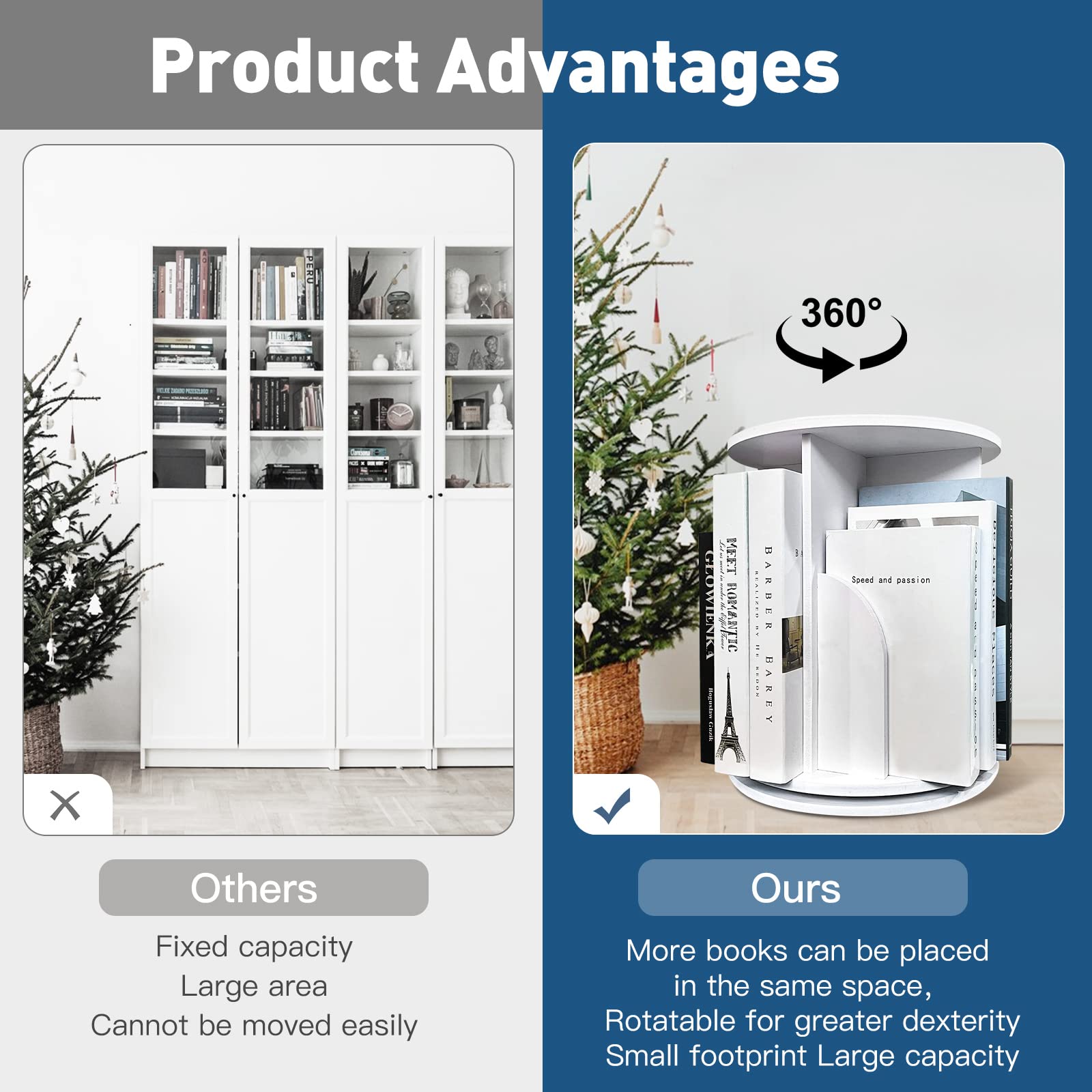 Snapklik.com : YGYQZ Upgraded Rotating Bookshelf - Bling 360 View ...