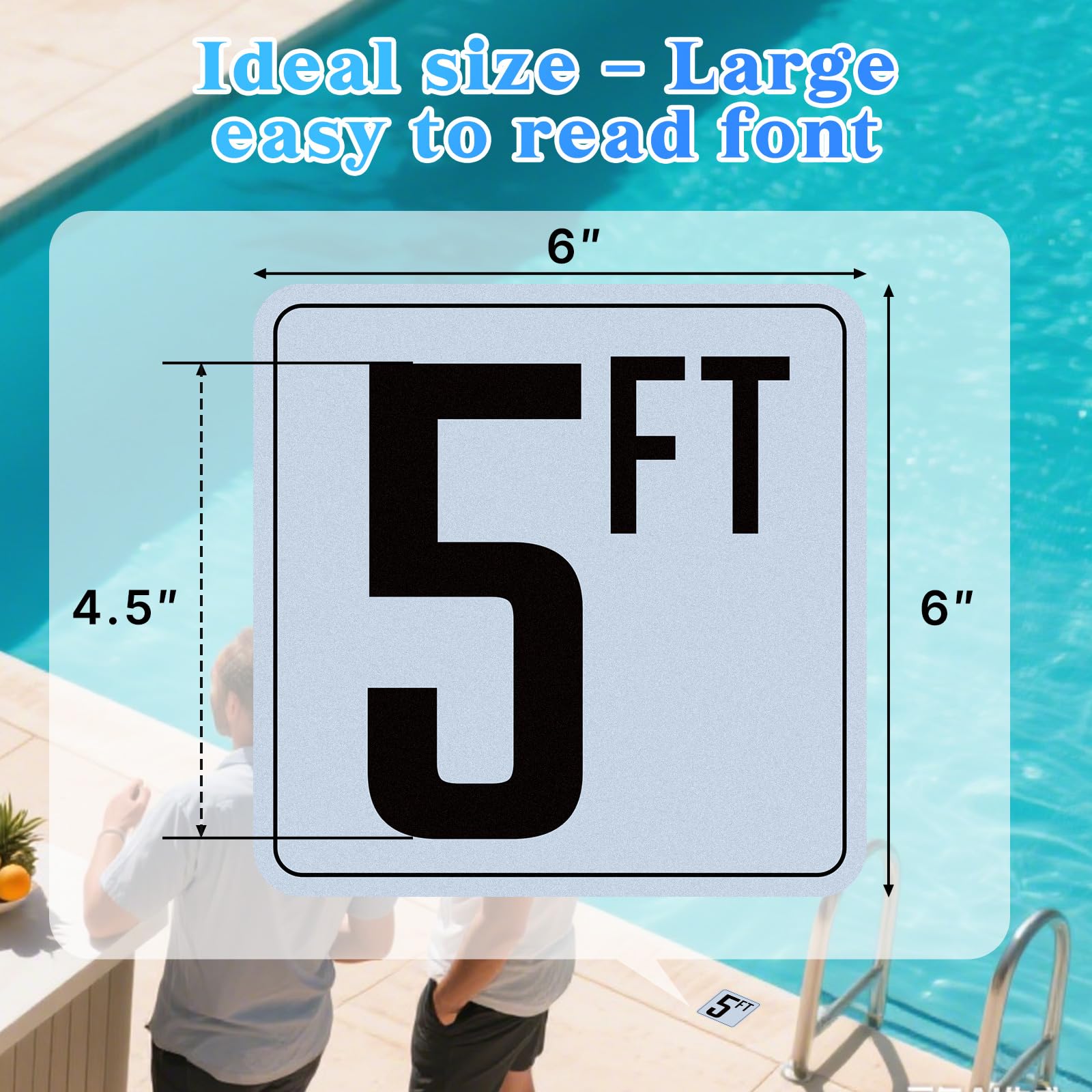 Snapklik.com : OCQOTAT 5FT Pool Depth Stickers, 6x6 Inches Vinyl ...