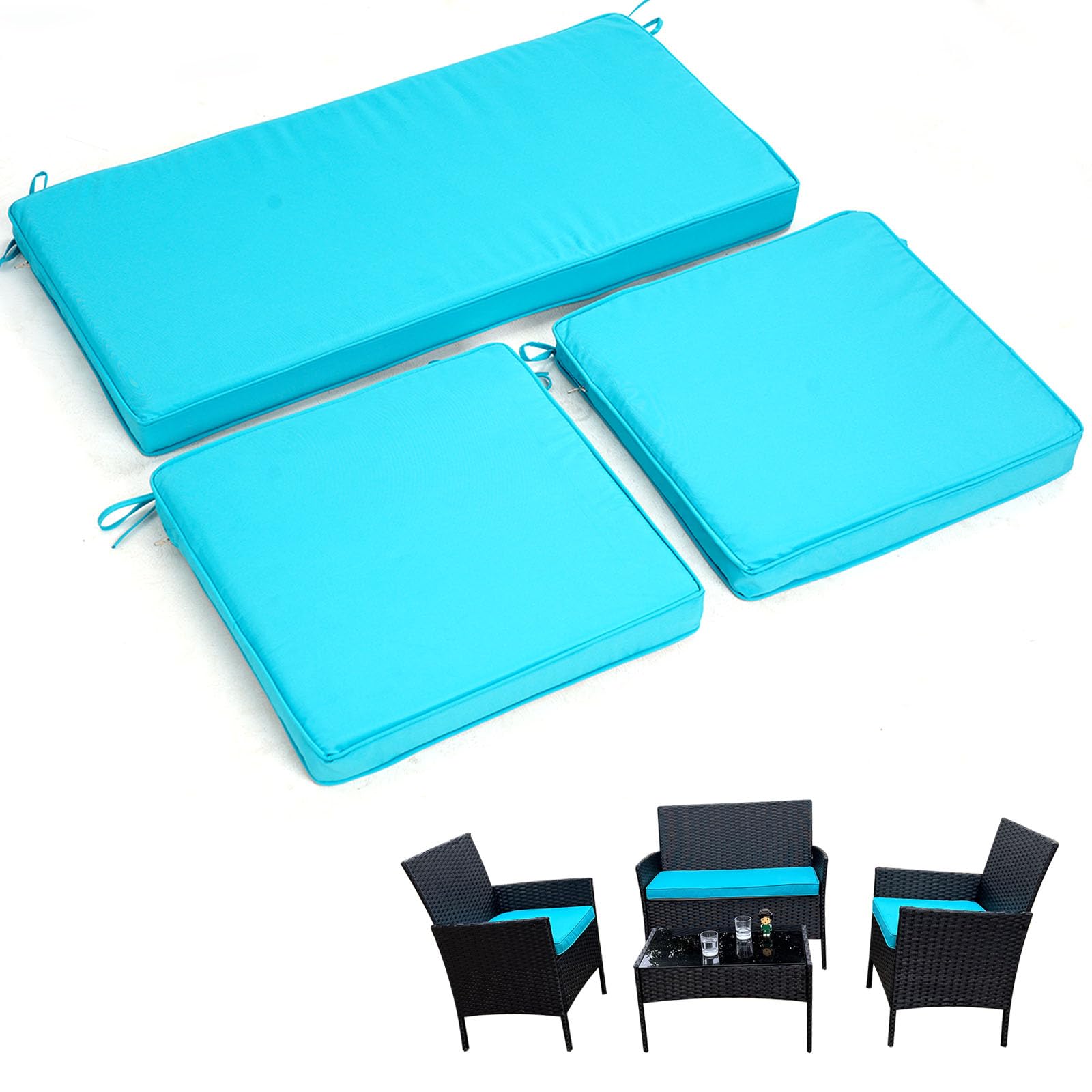 Amazon.com: 3-Pack Outdoor Patio Furniture Replacement Cushions Set ...