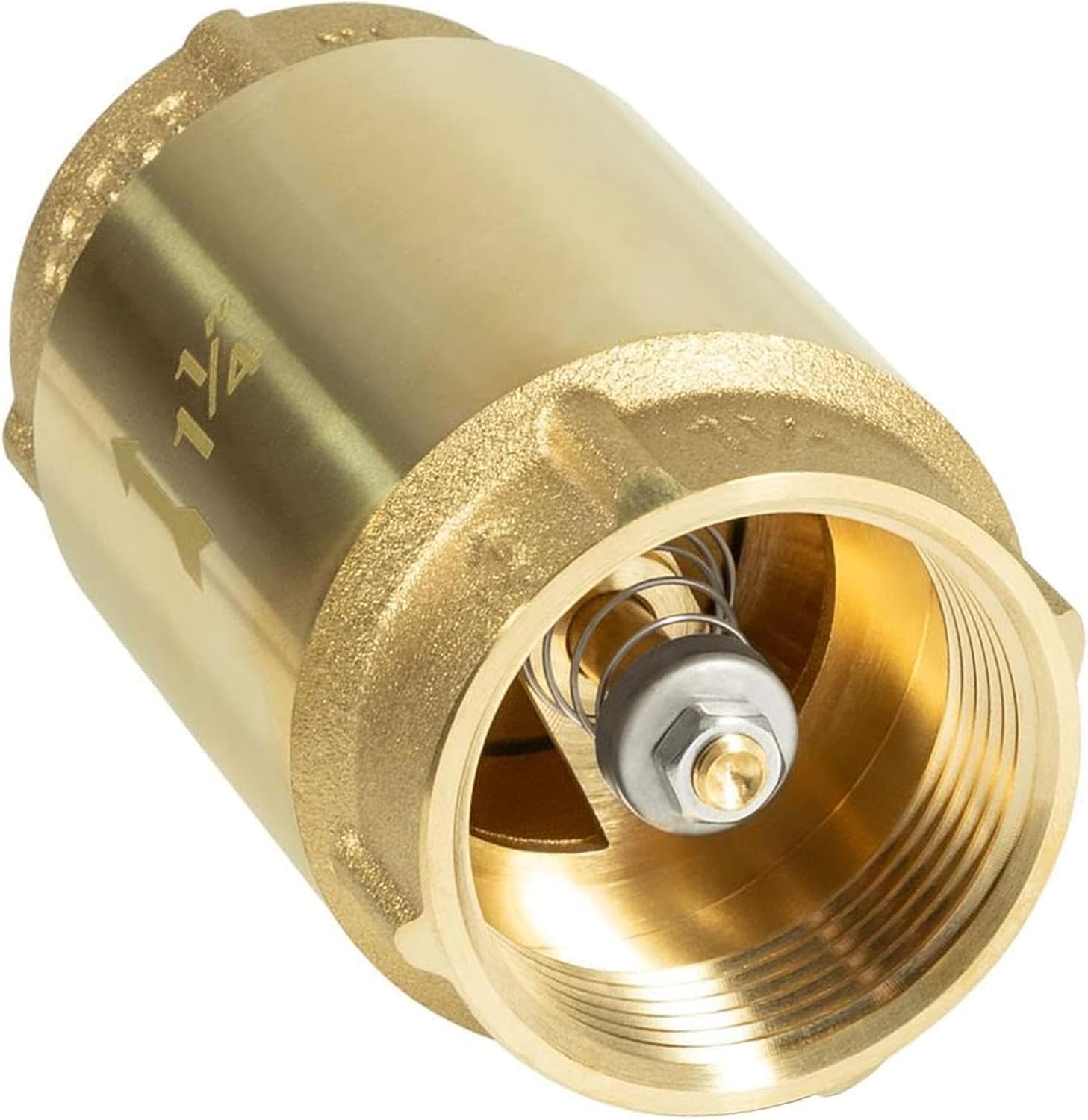 Amazon.com: 1 1/4-Inch Spring Check Valve Brass Female Pipe Thread One ...