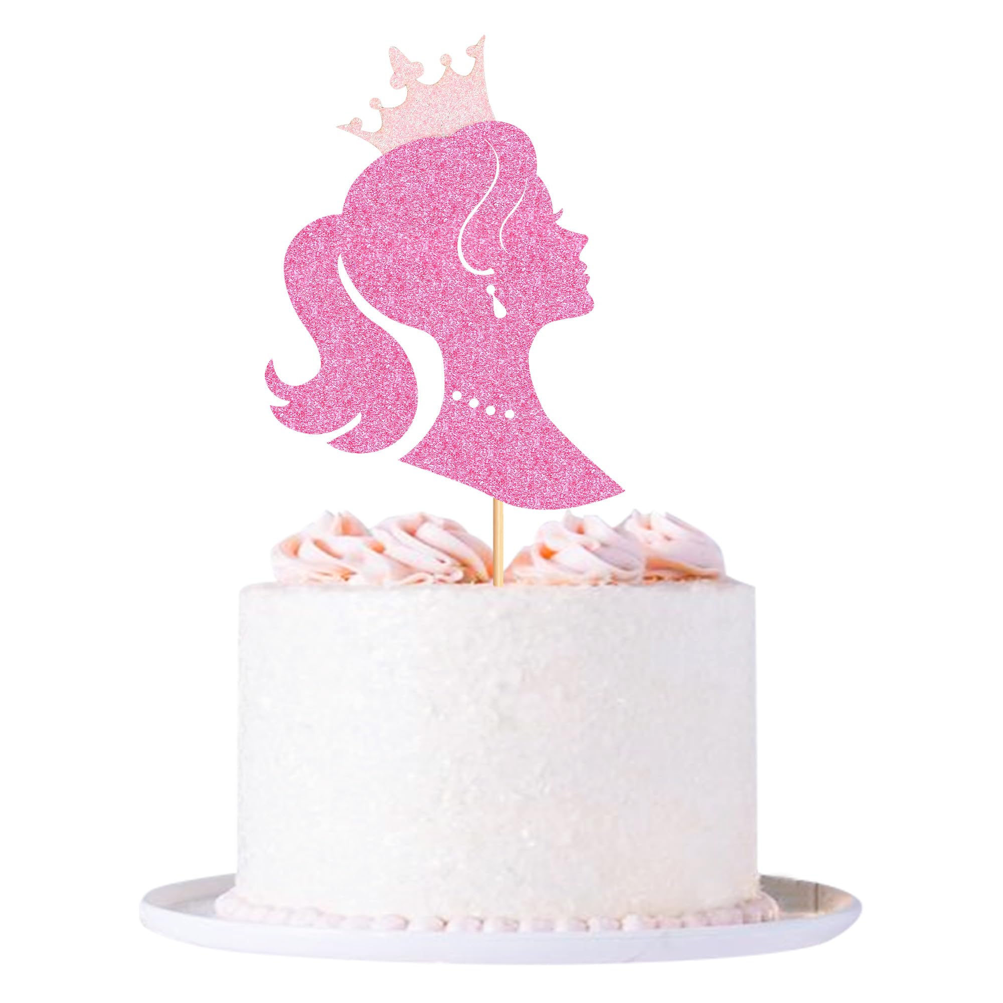 Ercadio1 Pack Princess Cake Topper Pink Glitter Girl Cake Toppers ...