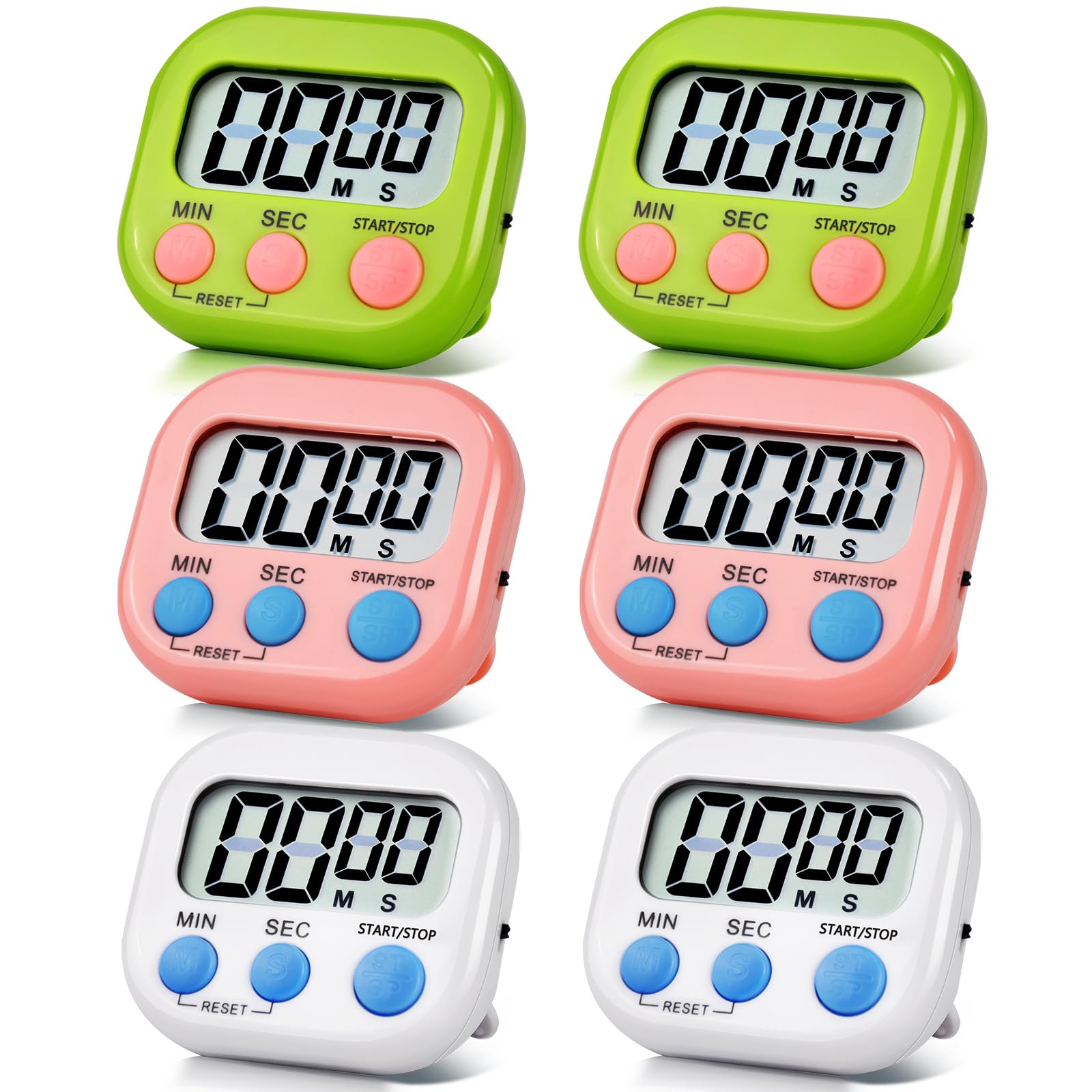 Amazon.com: 6 Pack Digital Kitchen Timer Magnetic Digital Timer with ...