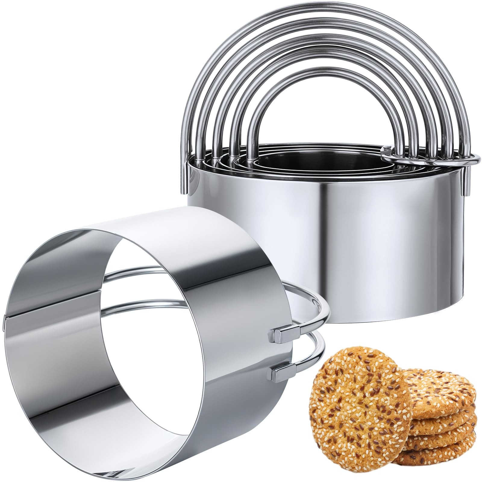 Amazon.com: Thinp 5 Pcs Round Biscuit Cutter with Handle Biscuit Cutter ...