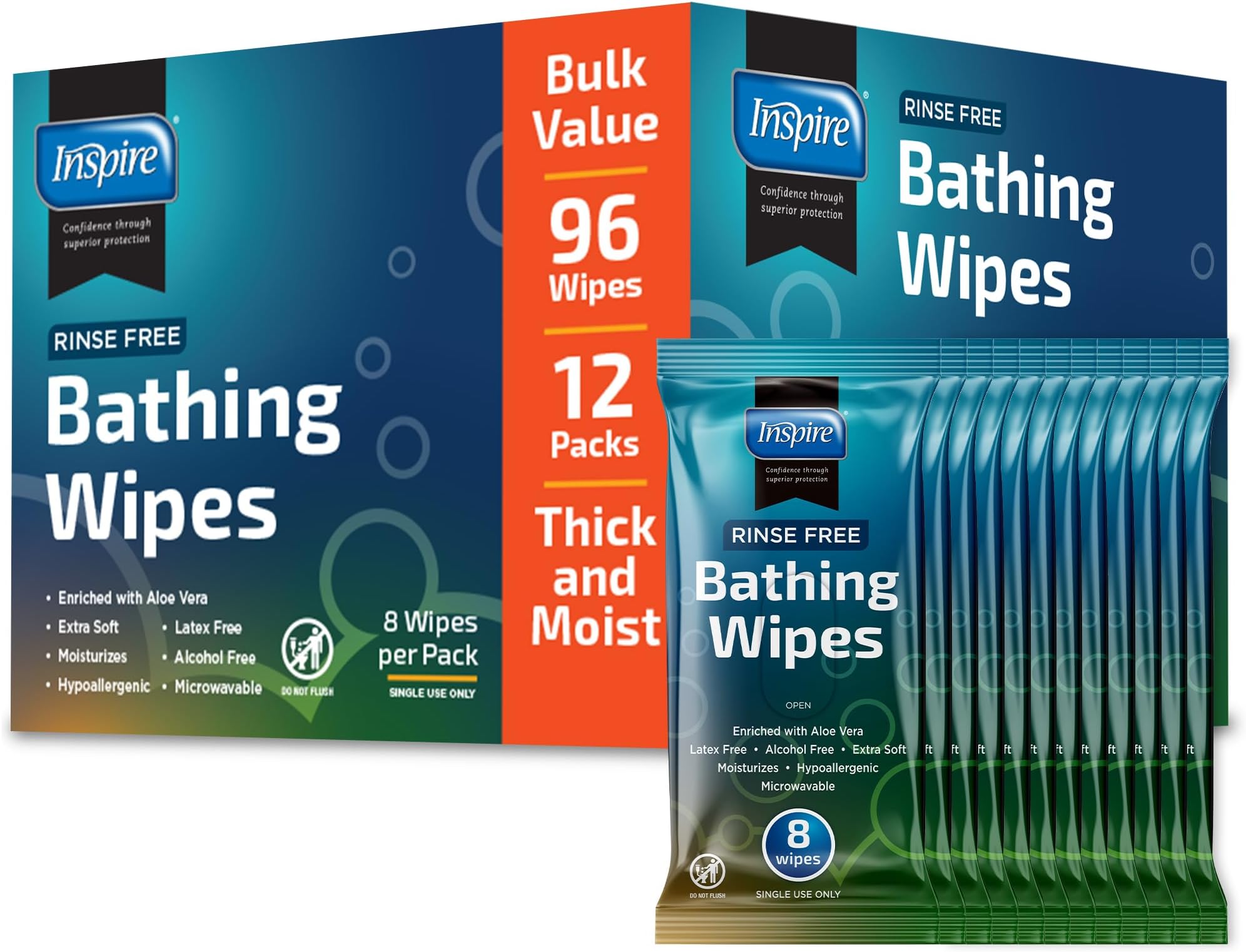 Amazon.com: Thick Rinse Free Body Wash Wipes | Bathing Wipes, Shower ...