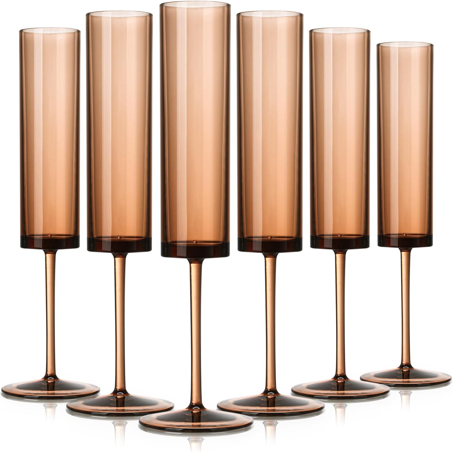 Amazon.com | 6 Pack Acrylic Orange Champagne Glasses Dark Orange Wine ...