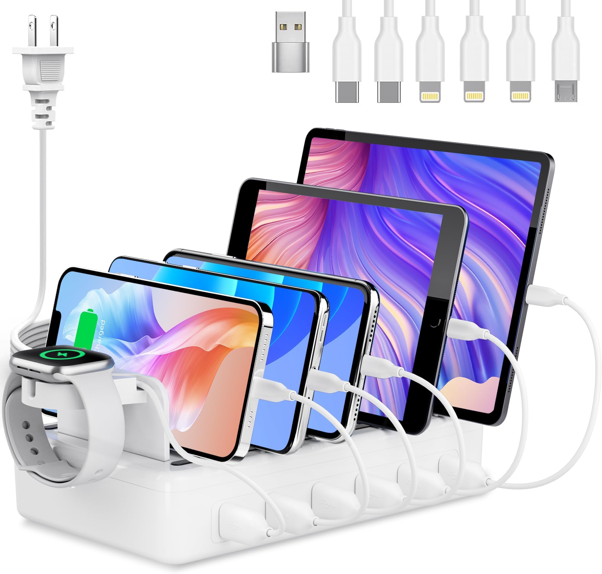 Amazon.com: Honcila Charging Station for Multiple Devices, 6 Port 50W ...