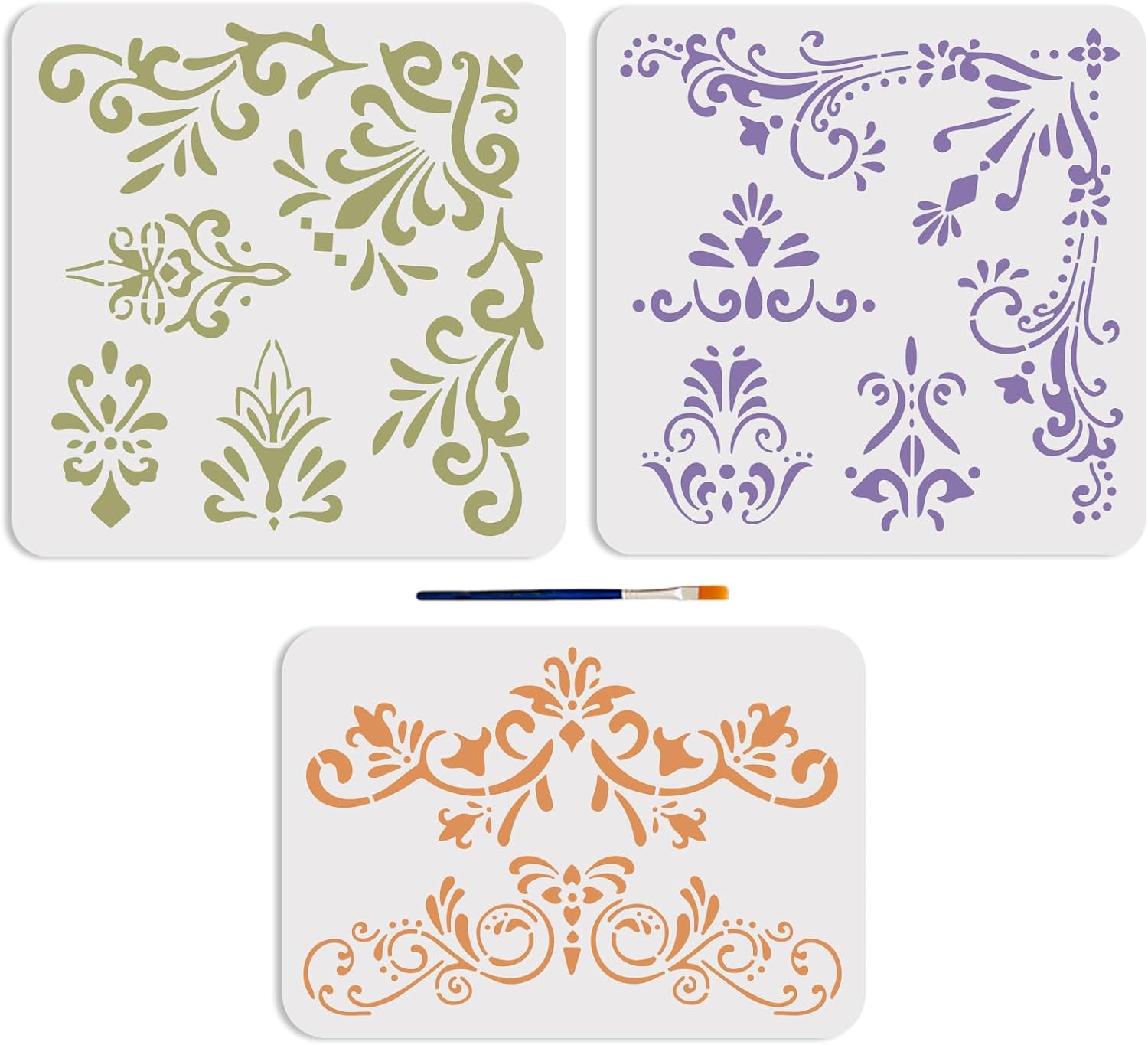 Amazon.com : MAYJOYDIY 3pcs Corner Stencils for Painting Retro Corner ...