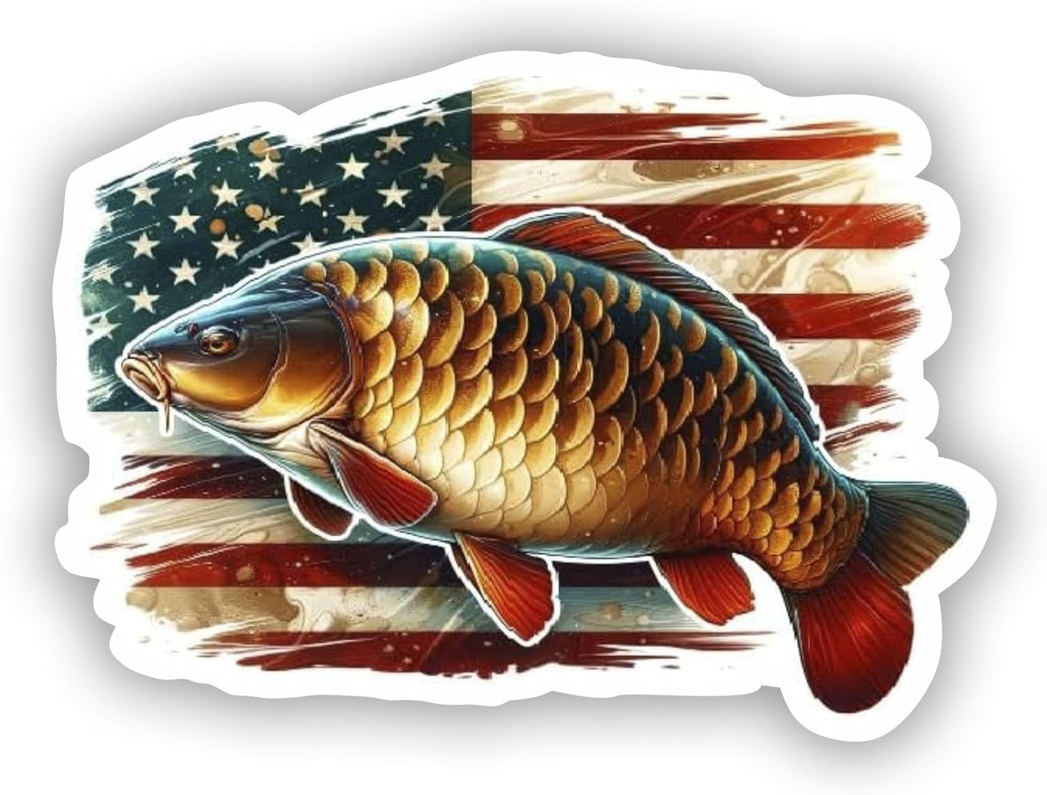Amazon.com - Stunning Golden Carp Decal – USA Flag Abstract Art ...