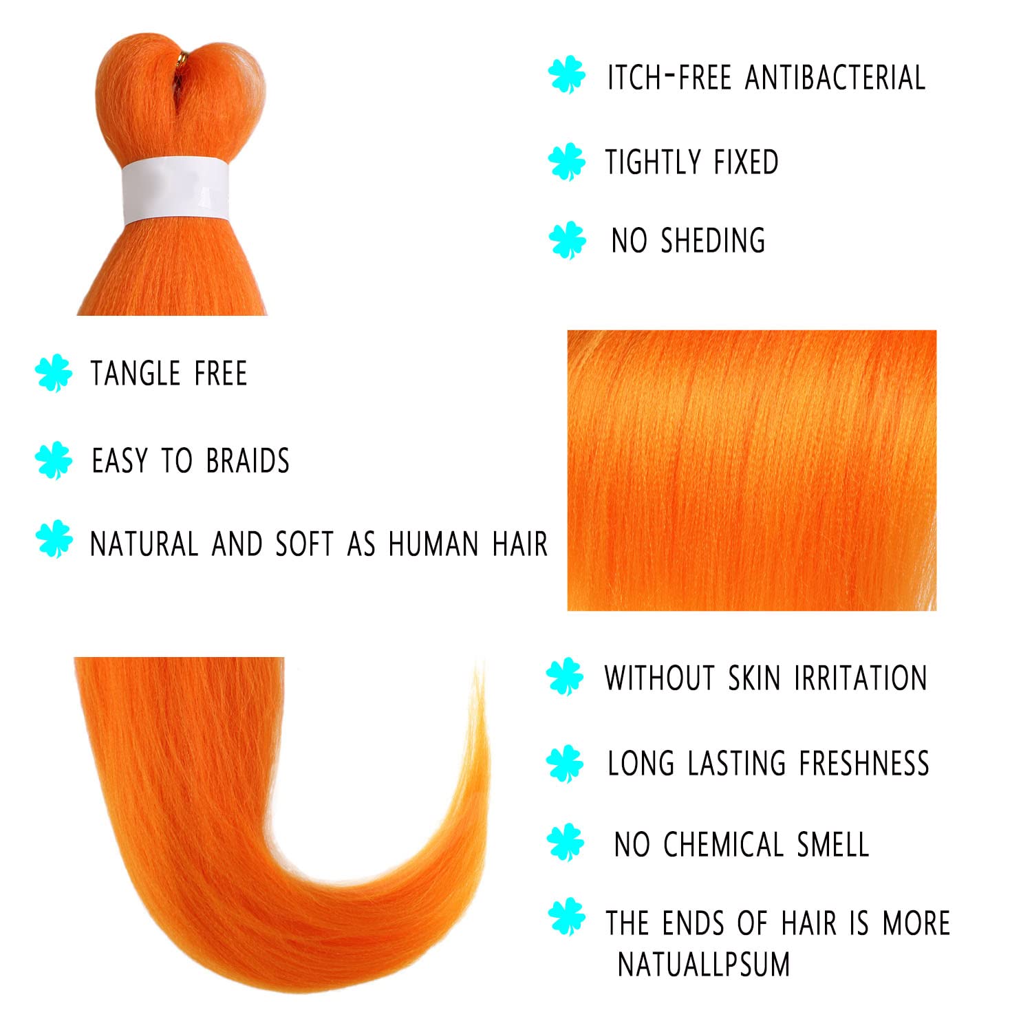 Snapklik.com : Leeven Pre Stretched Braiding Hair 26 Inch 3 Pack Orange ...