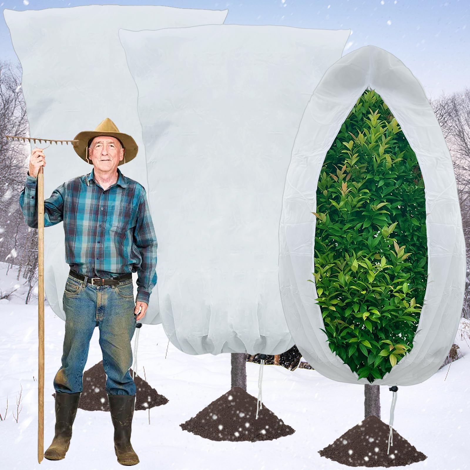 Amazon.com : 3 Pack Plant Covers Freeze Protection-71x47 inch 2.47oz ...