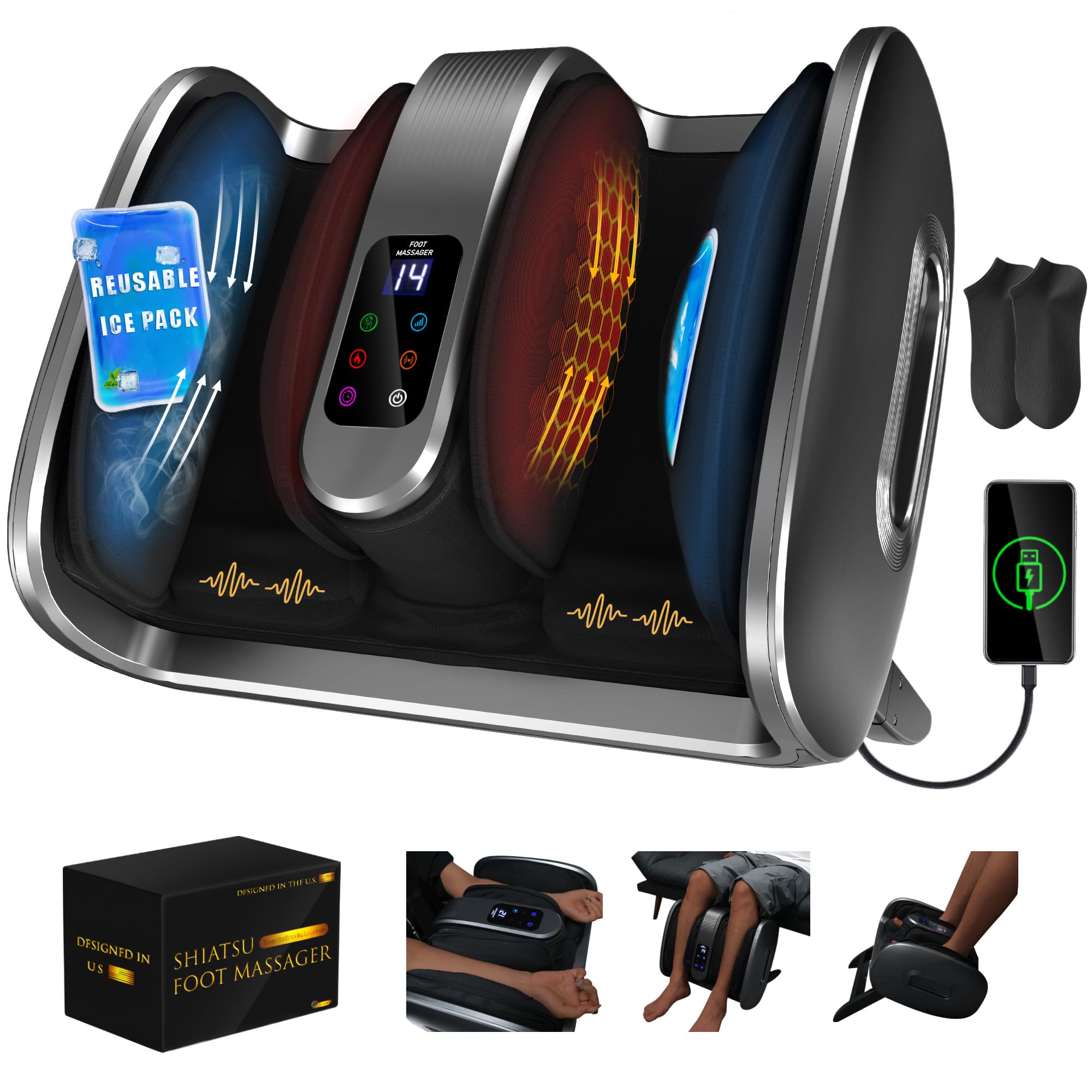 Amazon.com: Shiatsu Foot Massager with Heat & Cold Therapy - FSA/HSA ...