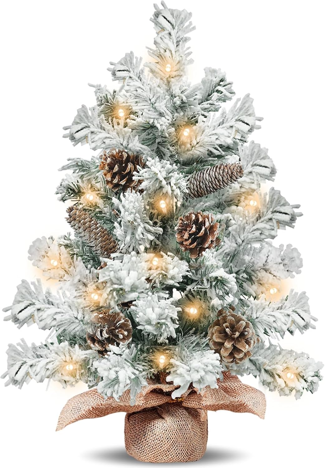 Amazon.com: AMENON Snow Flocked Small Christmas Tree, 18 Inch Thick ...