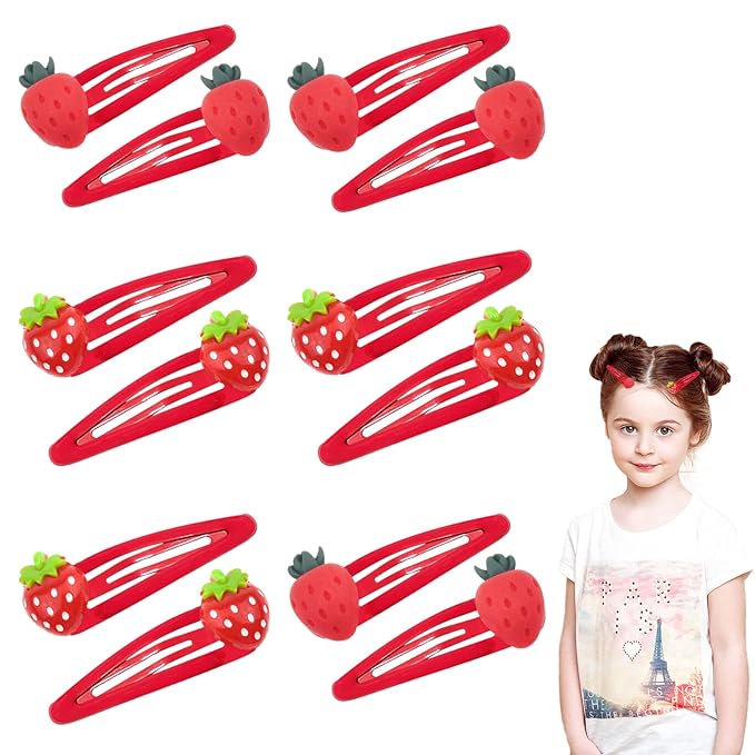 Amazon.com : 12 PACK Strawberry Alligator Hair Clips Cute Strawberry ...