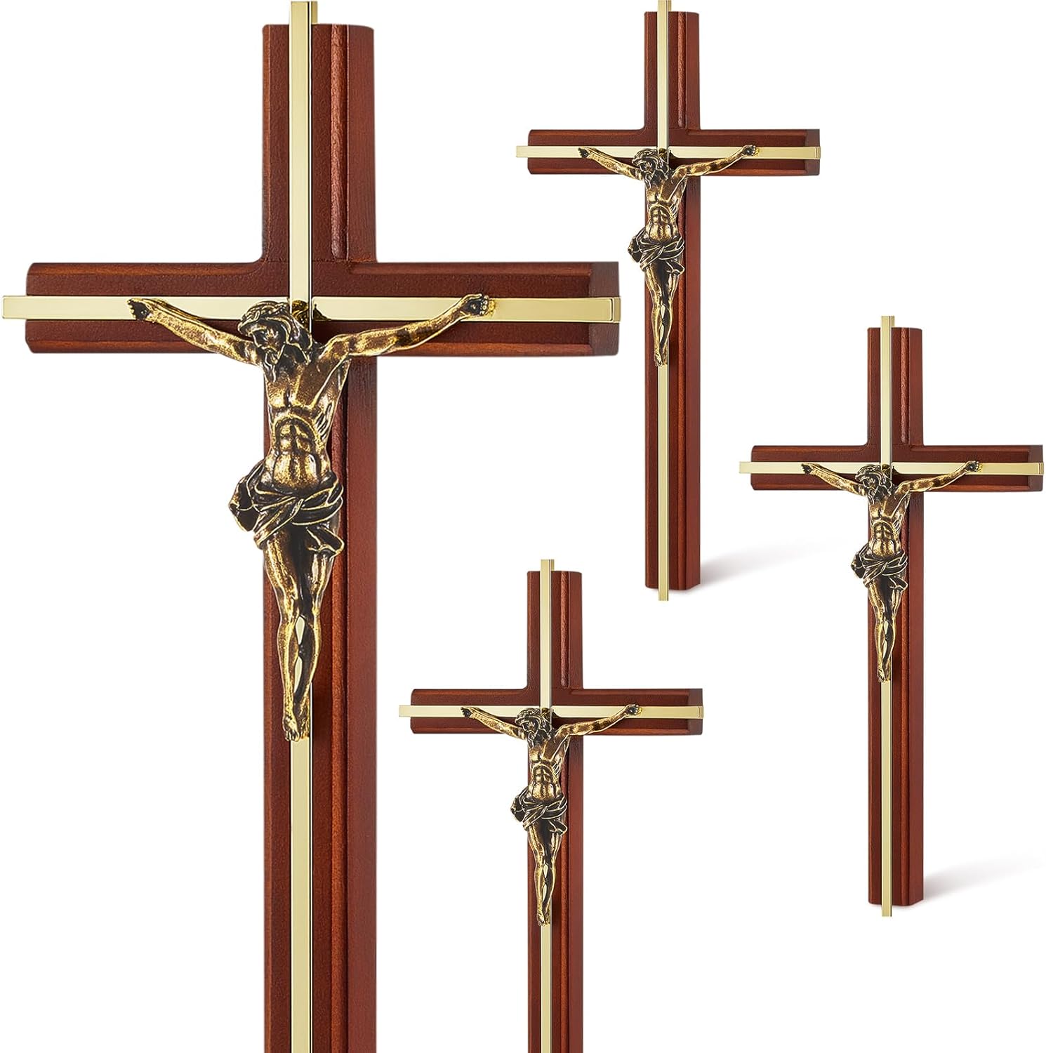 Amazon.com: Leinuosen 4 Pcs Crucifix Wall Cross 10 inch Hanging Wooden ...