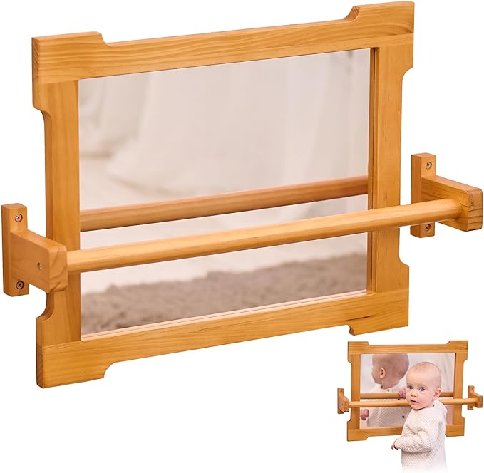Amazon.com: Montessori Mirror with Bar for Toddlers | Montessori Pull ...
