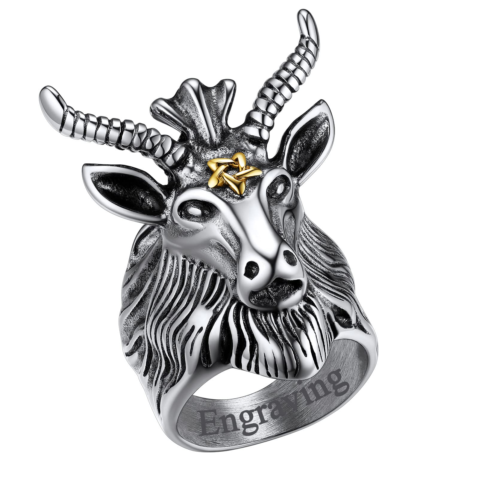 Snapklik.com : Personalized Custom Baphomet Goat Rings For Men Silver ...