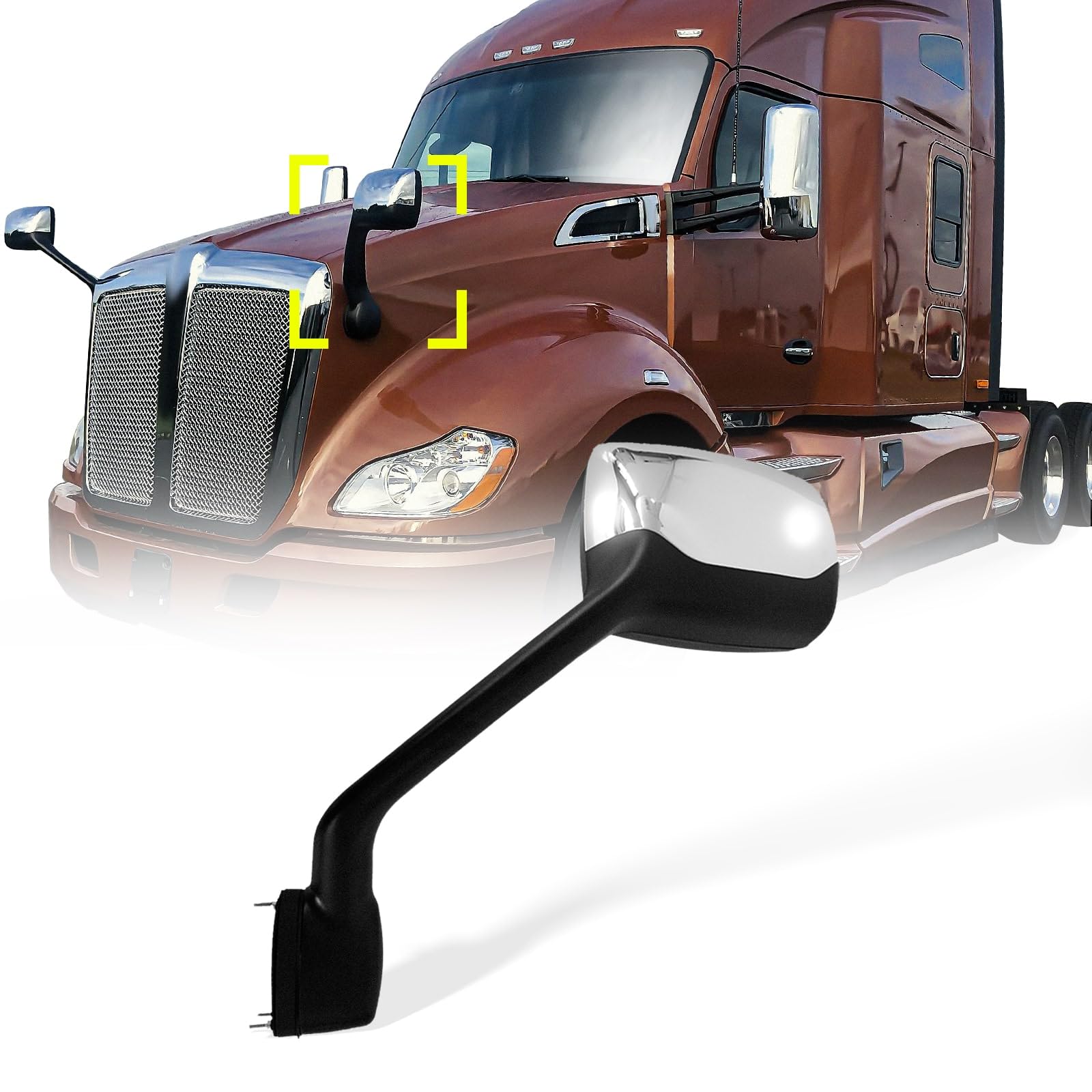 Snapklik.com : High Soar Hood Mirror Assembly For Kenworth T680(2000 ...