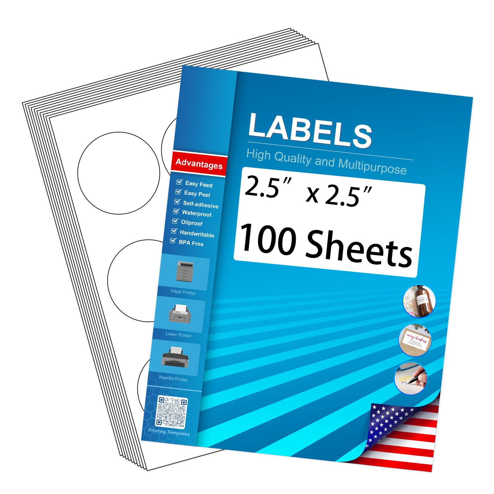 Snapklik.com : 2.5" Circle Sticker Labels, Round Printable Sticker To ...