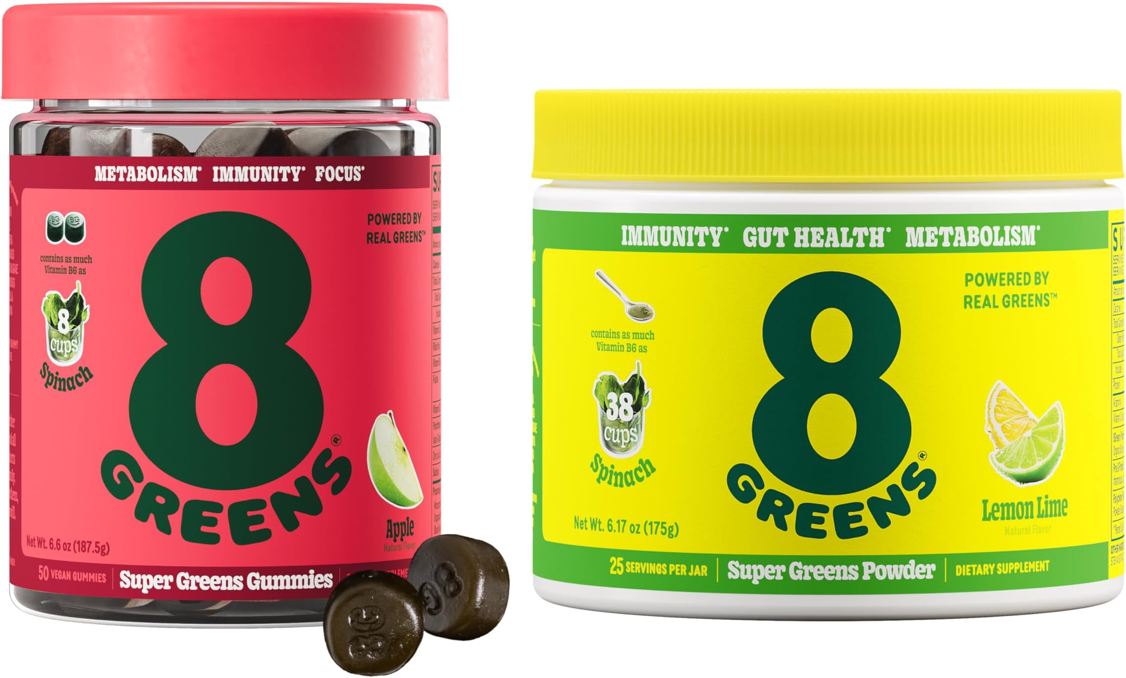 Amazon.com: 8Greens Daily Greens Gummies and Super Greens Powder ...