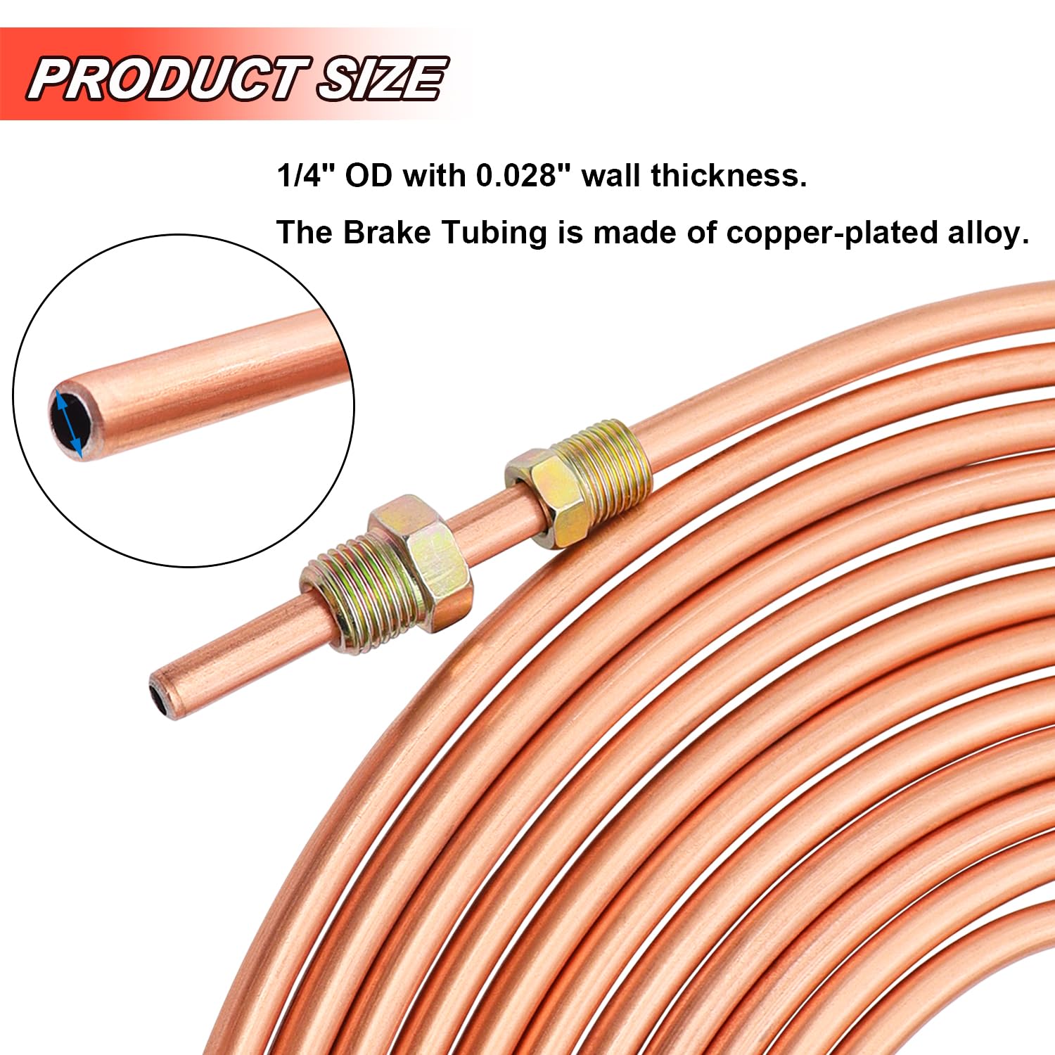 Snapklik.com : 1/4" Brake Line Tubing Kit, Upgrade Flexible Copper ...