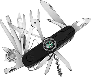 Swiss Eagle Classic Compass Multi-Tool Knife Army - Packs 30 Tools In ...