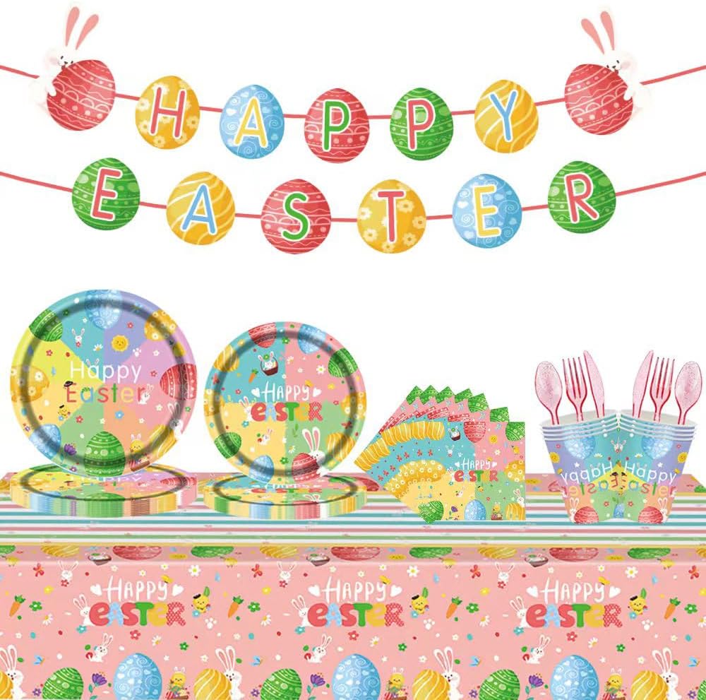 Amazon.com: Easter Party Supplies Serves 24, Easter Party Decorations ...