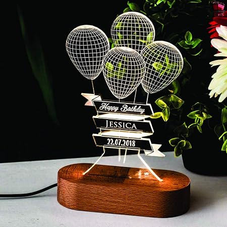Artistic Gifts Personalized 3D Illusion LED Lamp for Birthday (Warm ...