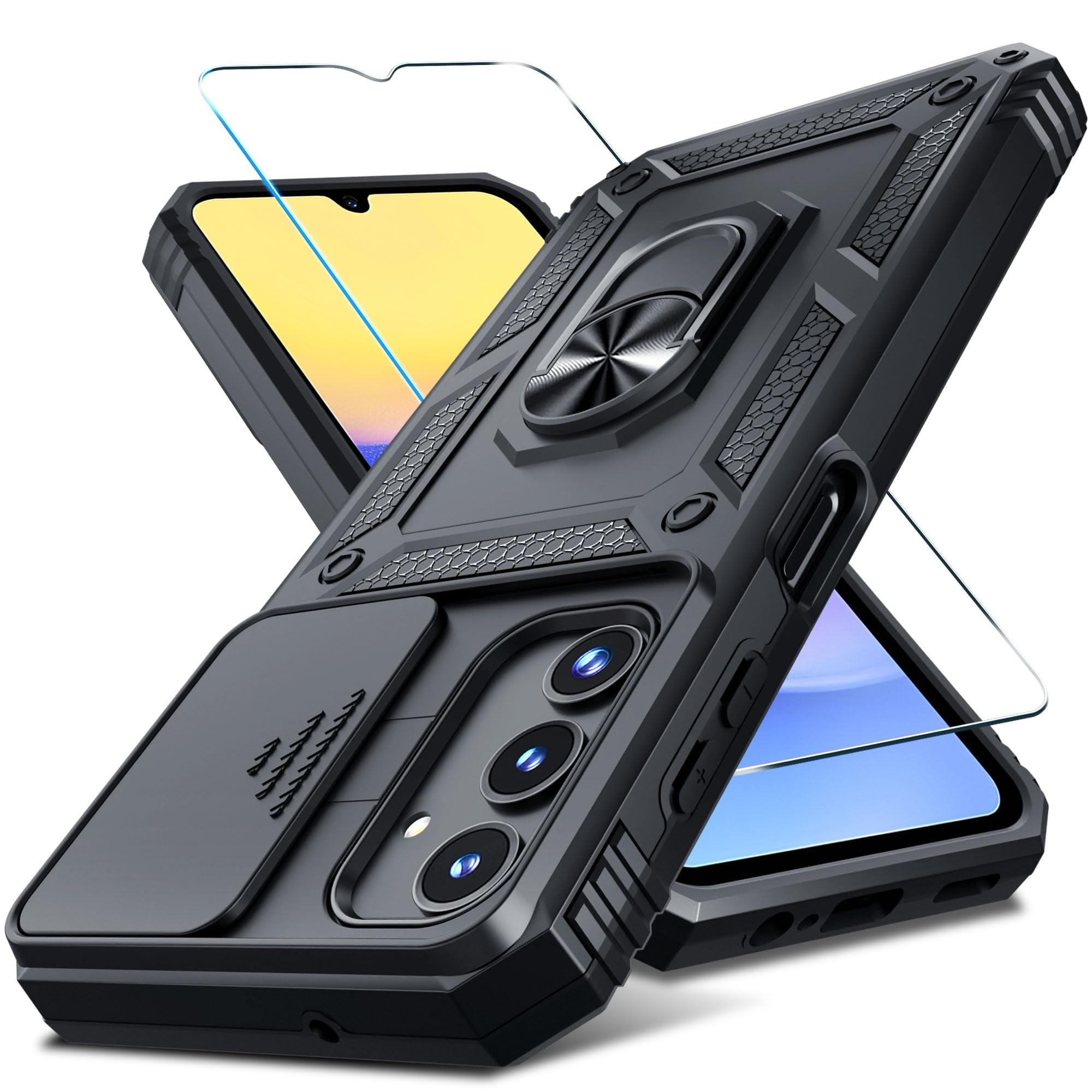 Amazon.com: Janmitta Compatible with Galaxy A15 5G Case Built in Slide Camera Lens Cover+Screen ...