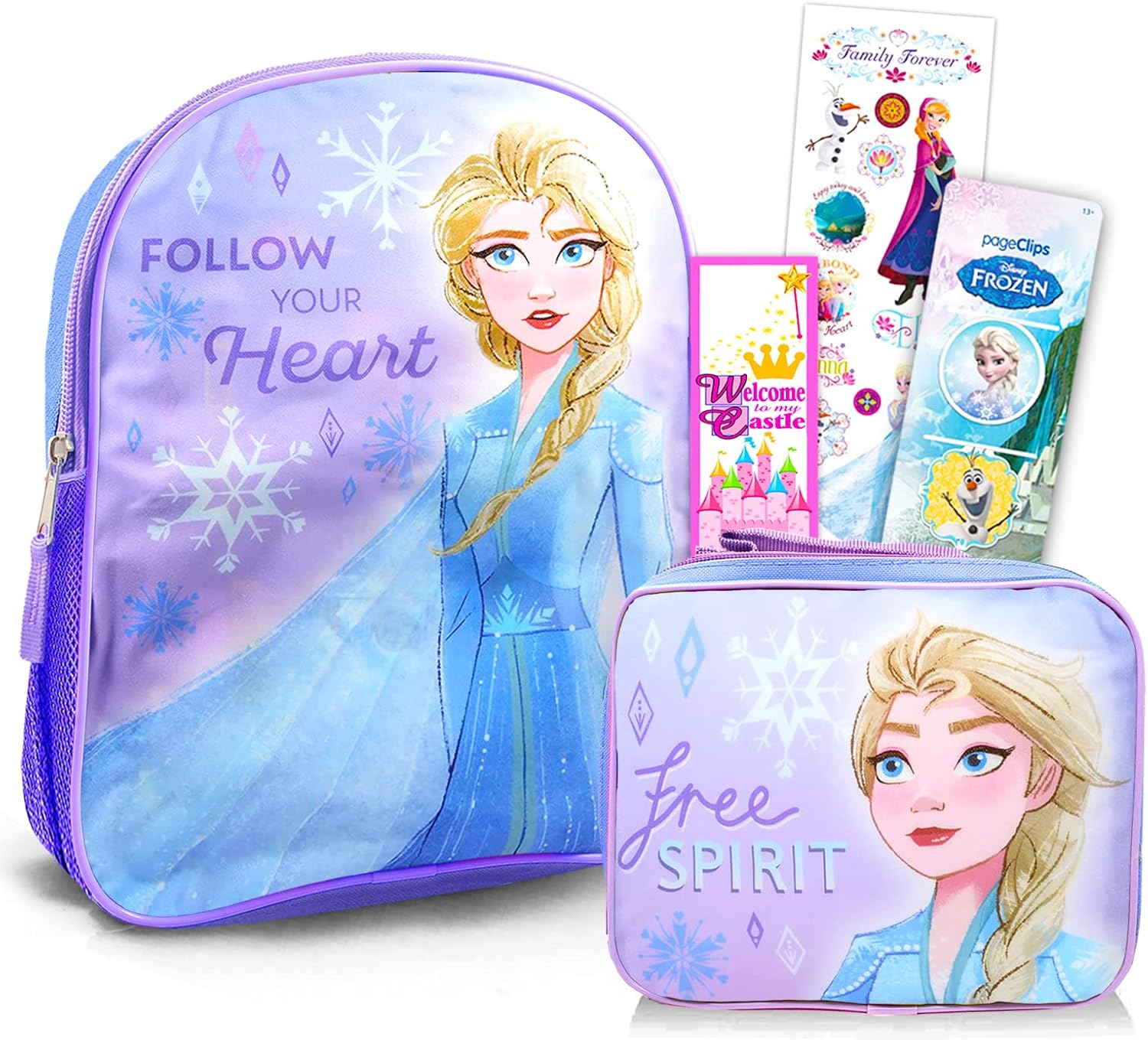 Amazon.com | Disney Frozen Elsa Backpack Set For Girls ~ 5 Pc Bundle ...
