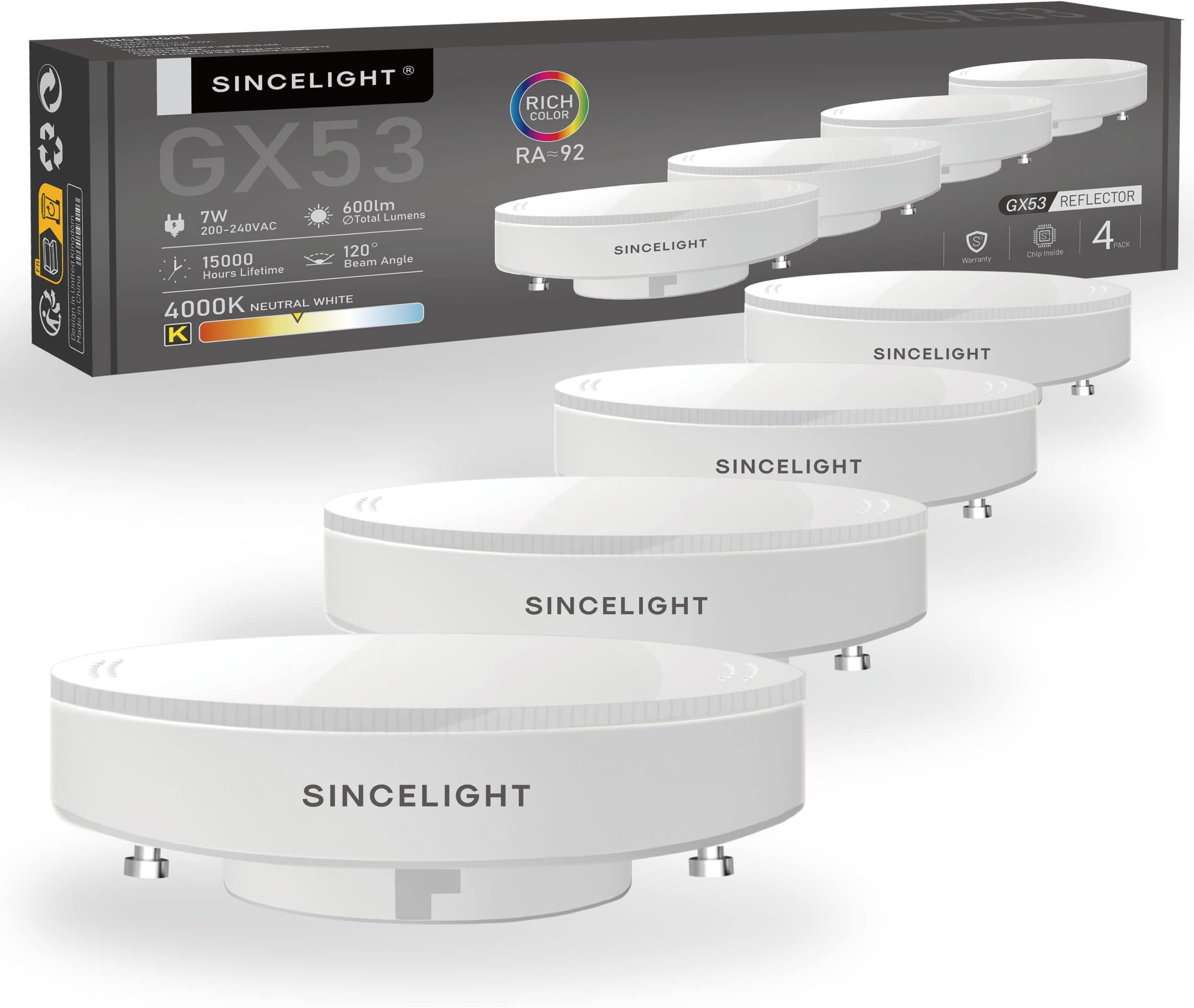 LVWIT 5W GX53 Led Bulb,Kitchen Under Cabinet Lighting,Outdoor Light GX53 LED,GX53 Spot Lights ...