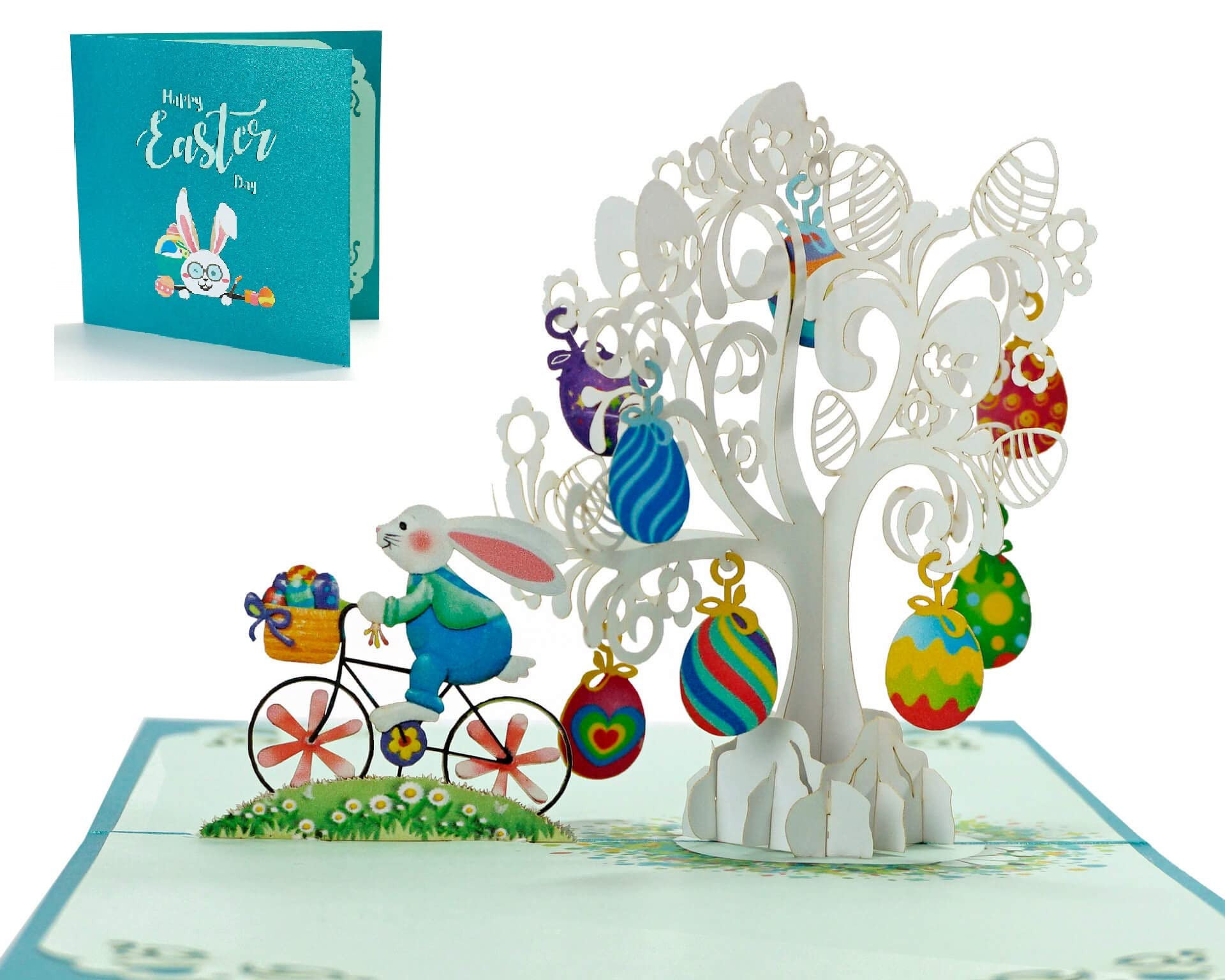 Amazon.com : 3d Easter Pop Up Card Easter Bunny Riding Bicycle With Egg ...