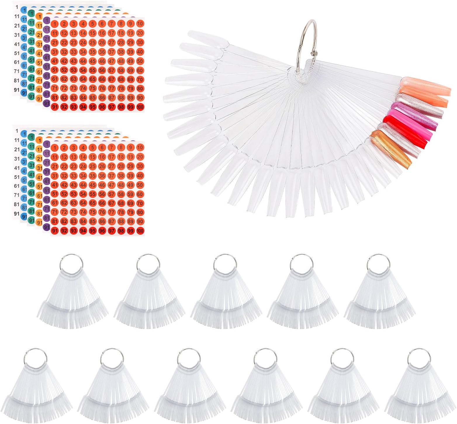 Amazon.com: 600 Pcs Nail Swatch Sticks with Number Labels, Clear Fan ...