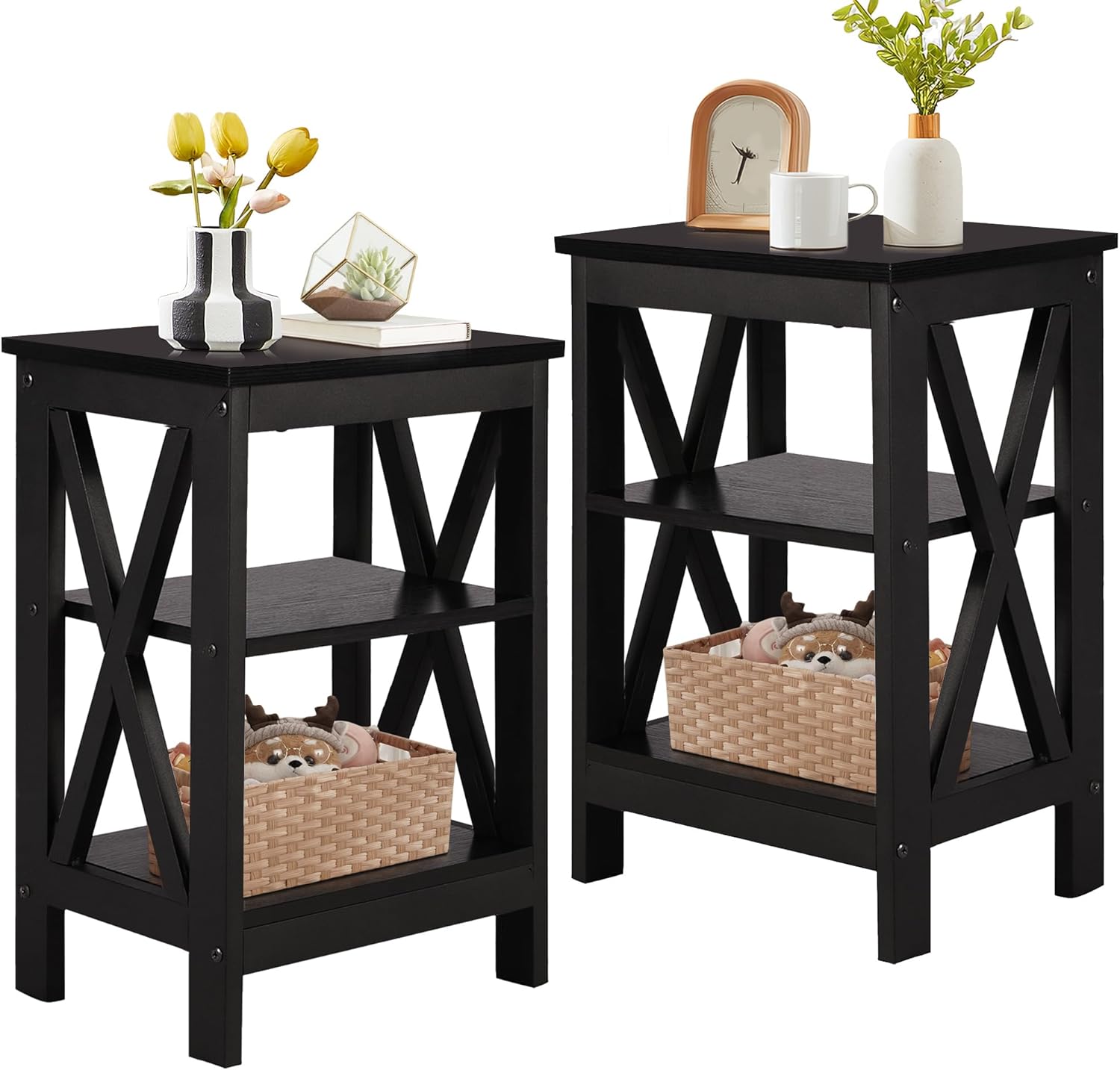 Amazon.com: VECELO Modern Nightstands X-Design Side End Table Night ...