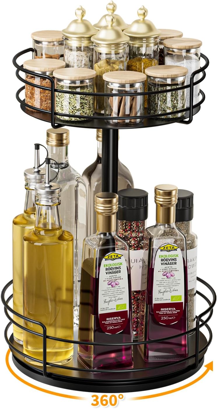 EOSWRU 2024 Lazy Susan Spices Rack, 2 Layer Lazy Susan Turntable, 360 ...