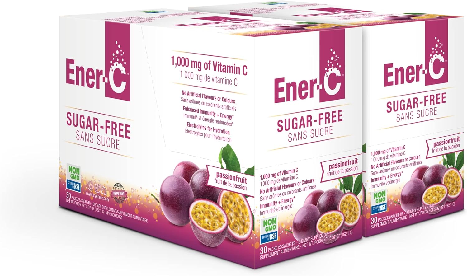 Ener-C Sugar Free Passion Fruit Multivitamin Drink Mix, 1000mg Vitamin ...