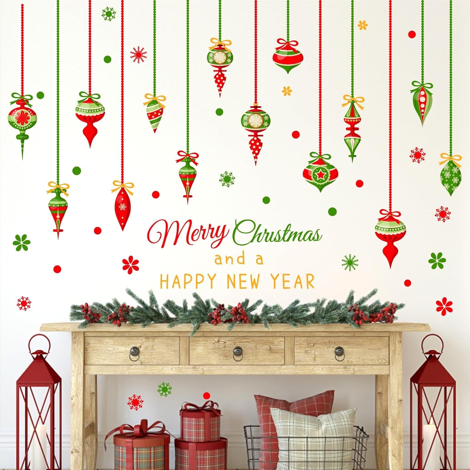 Amazon.com: Christmas Bell Window Clings Double Sided Xmas Ornaments ...