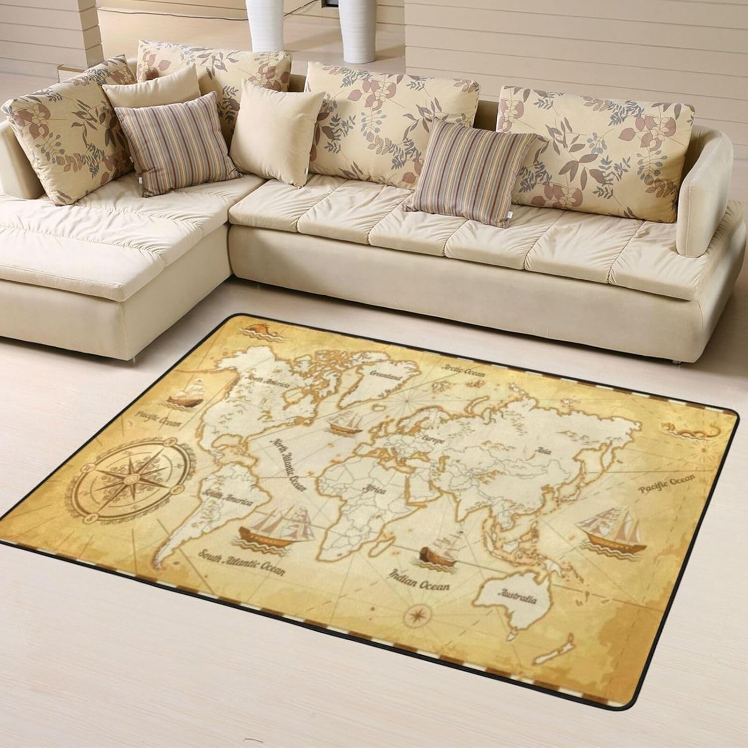 Amazon.com: 3D Print Non Slip Large Area Rugs Floor Mat Nautical ...