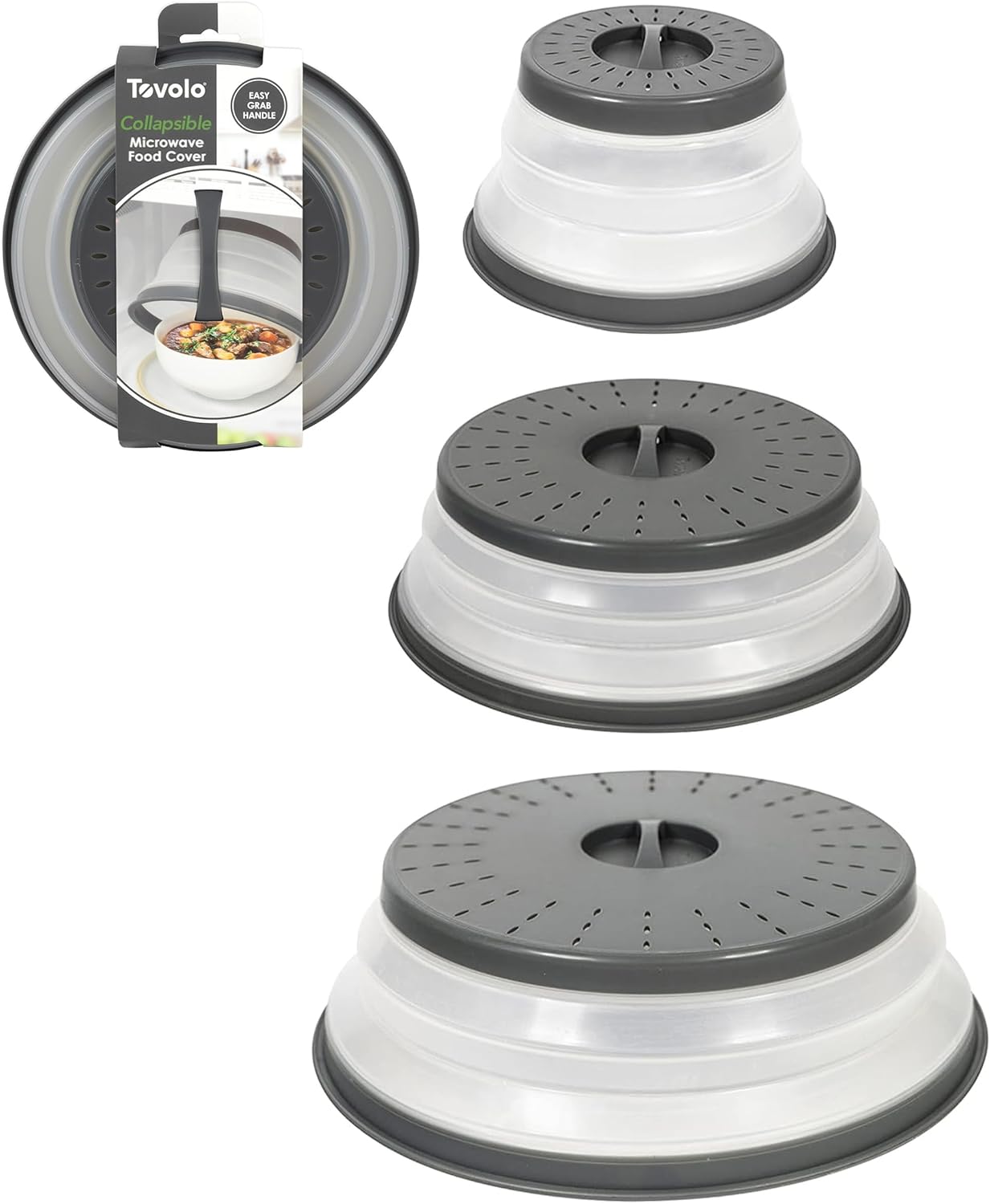 Amazon.com: Tovolo Microwave Splatter Cover for Food, 3-Pack (Charcoal ...