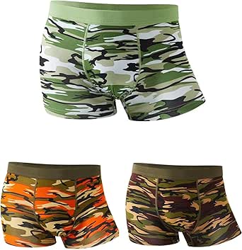 Algasan Men's cotton camouflage boxer shorts 3-piece men's mid rise ...