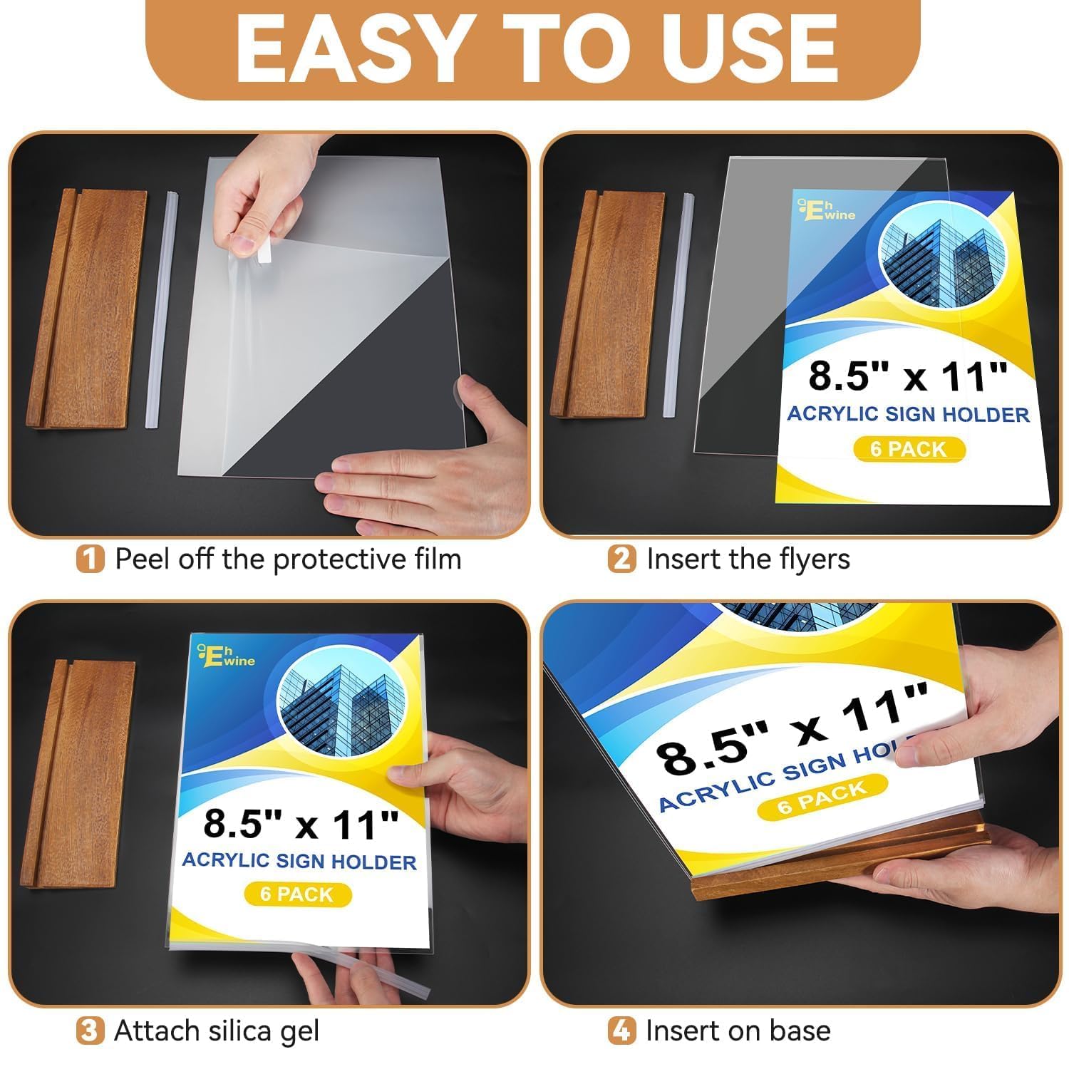 Snapklik.com : EHWINE 8.5 X 11 Acrylic Sign Holder, 6 Pack L Shape ...