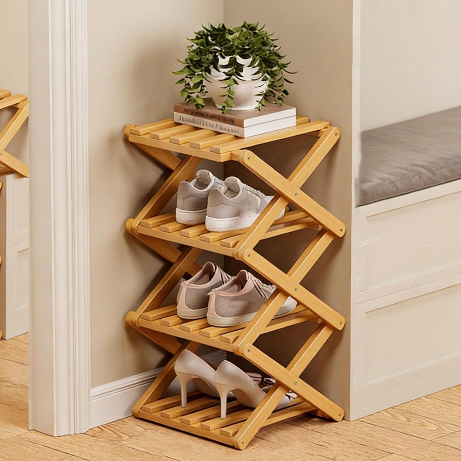 Amazon.com: The 9-Tier No-Assembly Bamboo Rack, Foldable Space-Saving ...