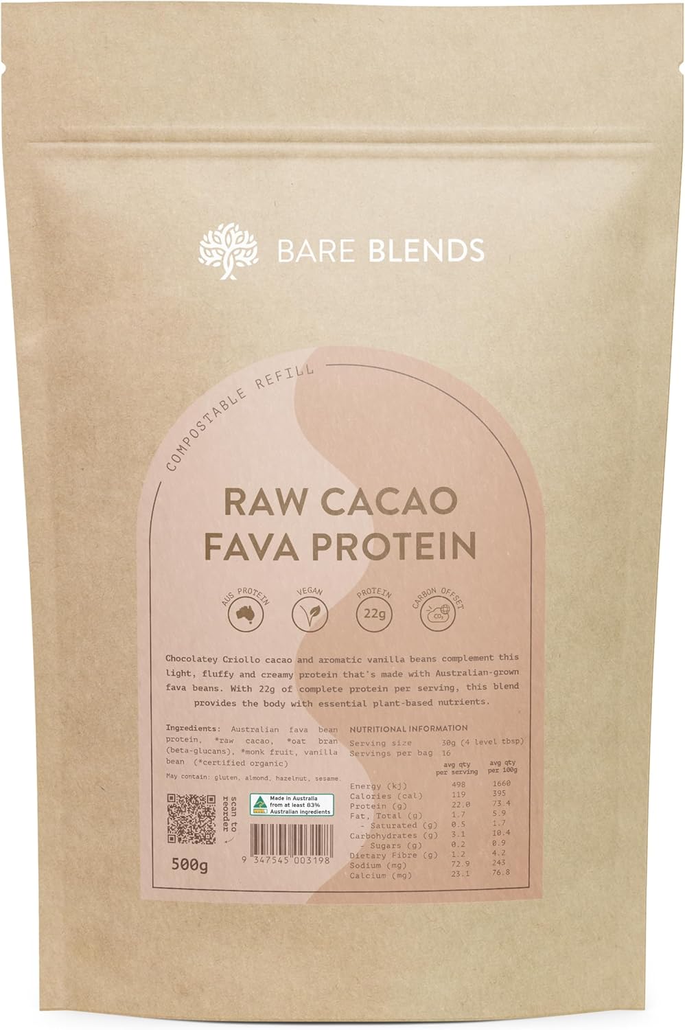 Bare Blends - Raw Cacao Fava Protein | Australian Fava Protein Powder ...