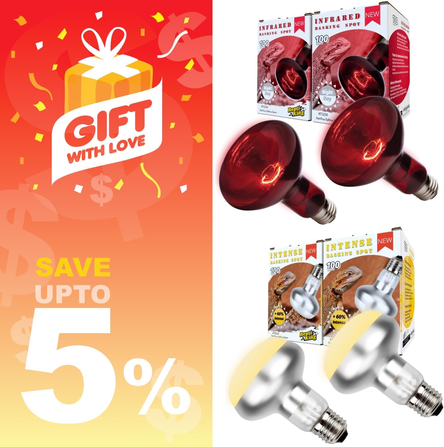 Amazon.com: ReptiKing Intense Basking Spot and Infrared Heat Lamp ...