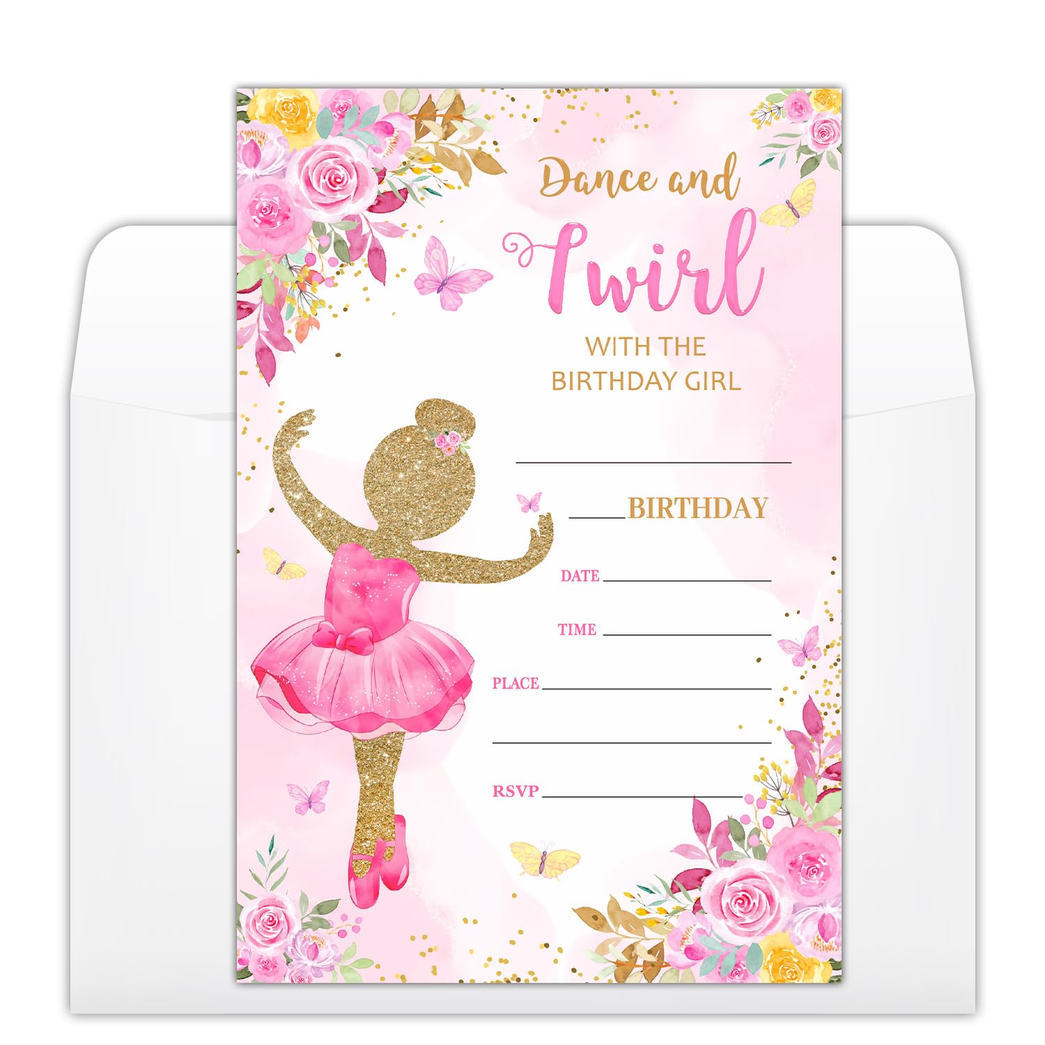 Amazon.com : YUEXLL Dance and Twirl Birthday Party Invitations Cards ...