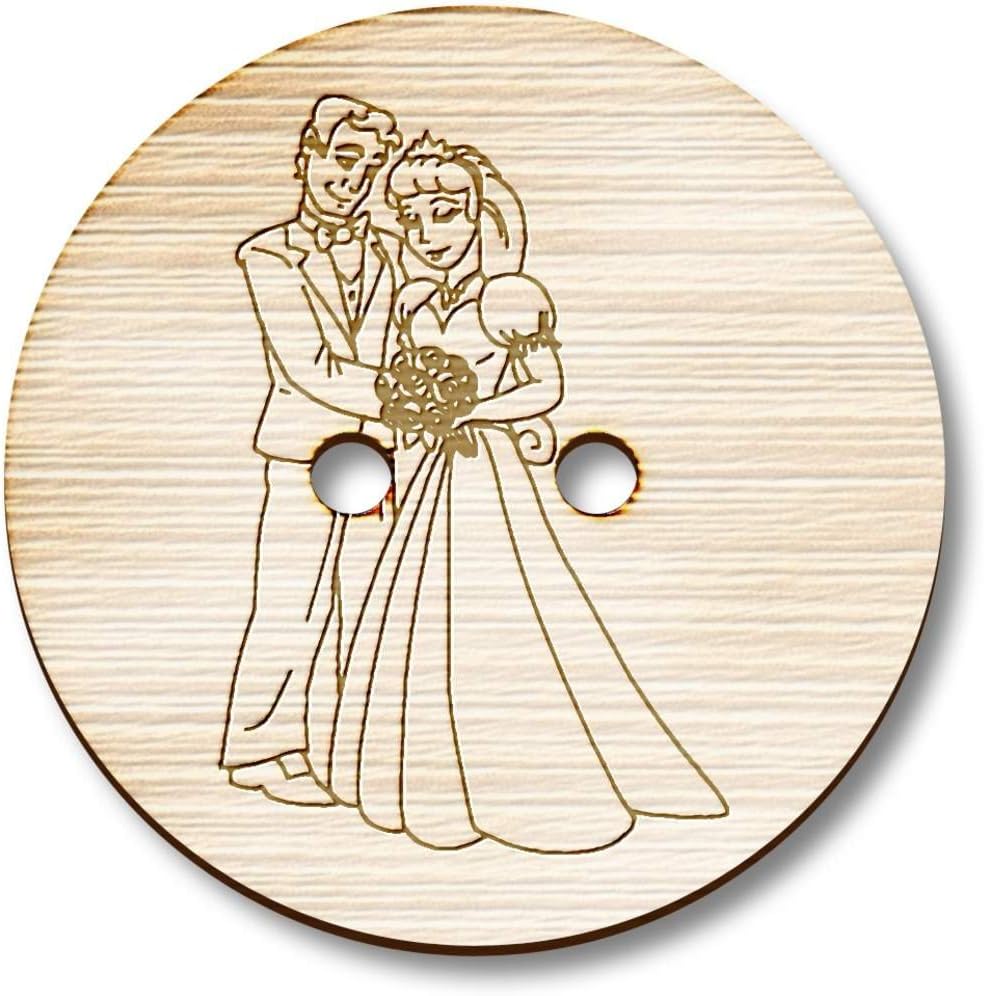 Amazon.com: 8 x 23mm 'Bride & Groom' Round Wooden Buttons (BT00009730)